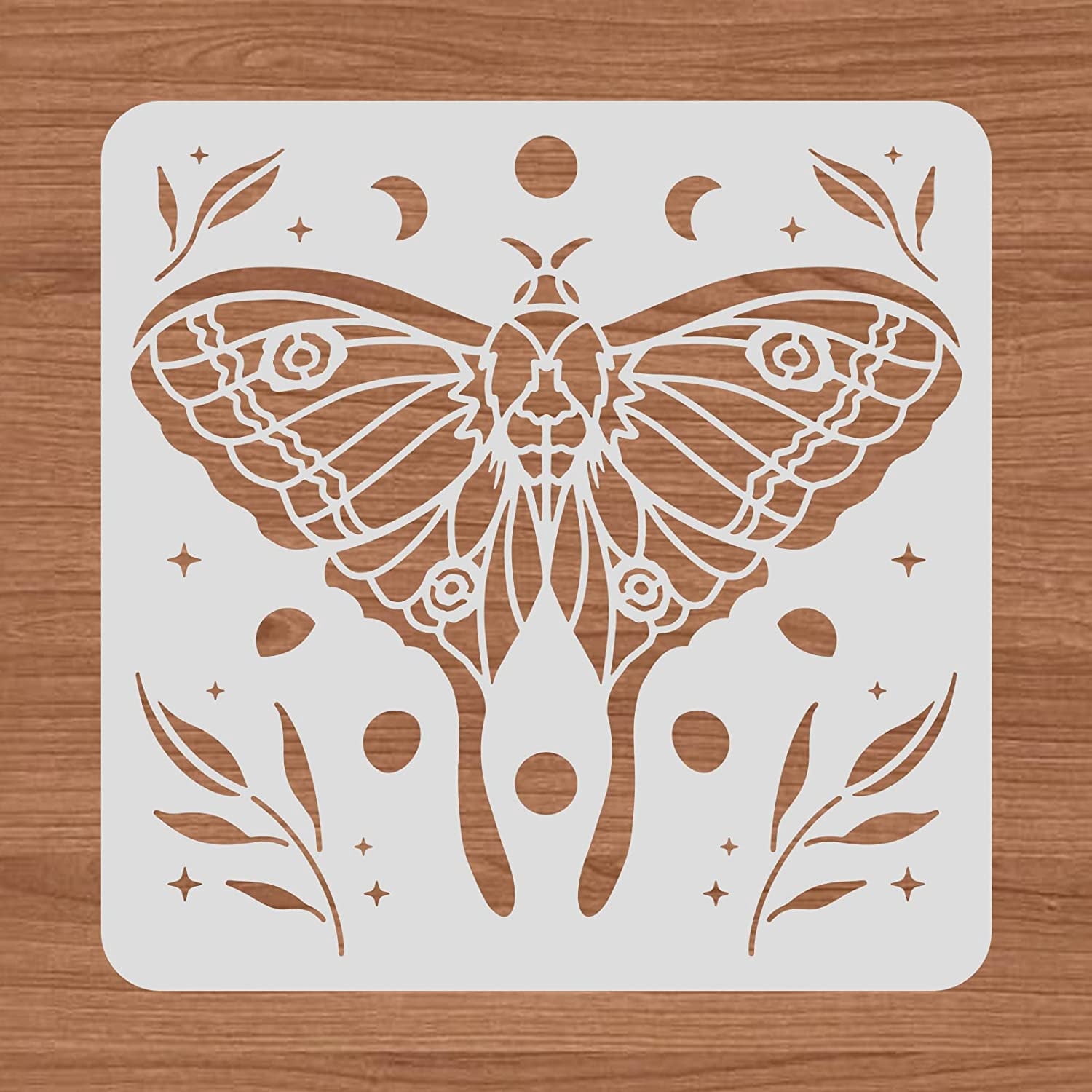 12x12" Moth Plastic Stencils Moon Star Grass Drawing Templates for Wood ...