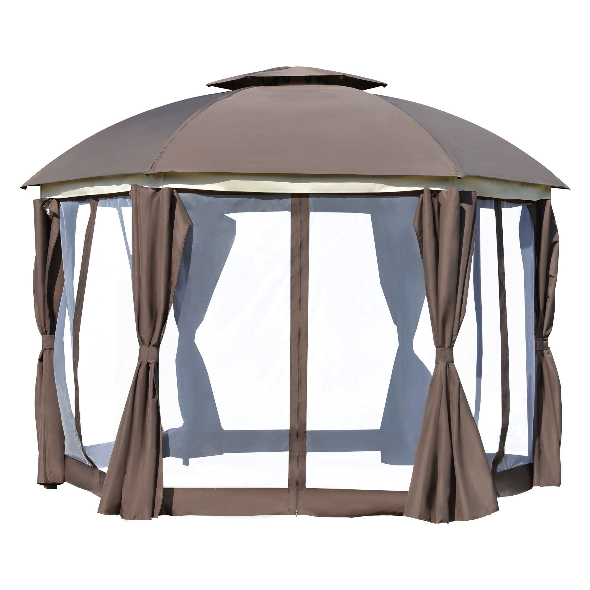 12x12 Outdoor Gazebo with Double Roof, Privacy Curtains & Mosquito ...