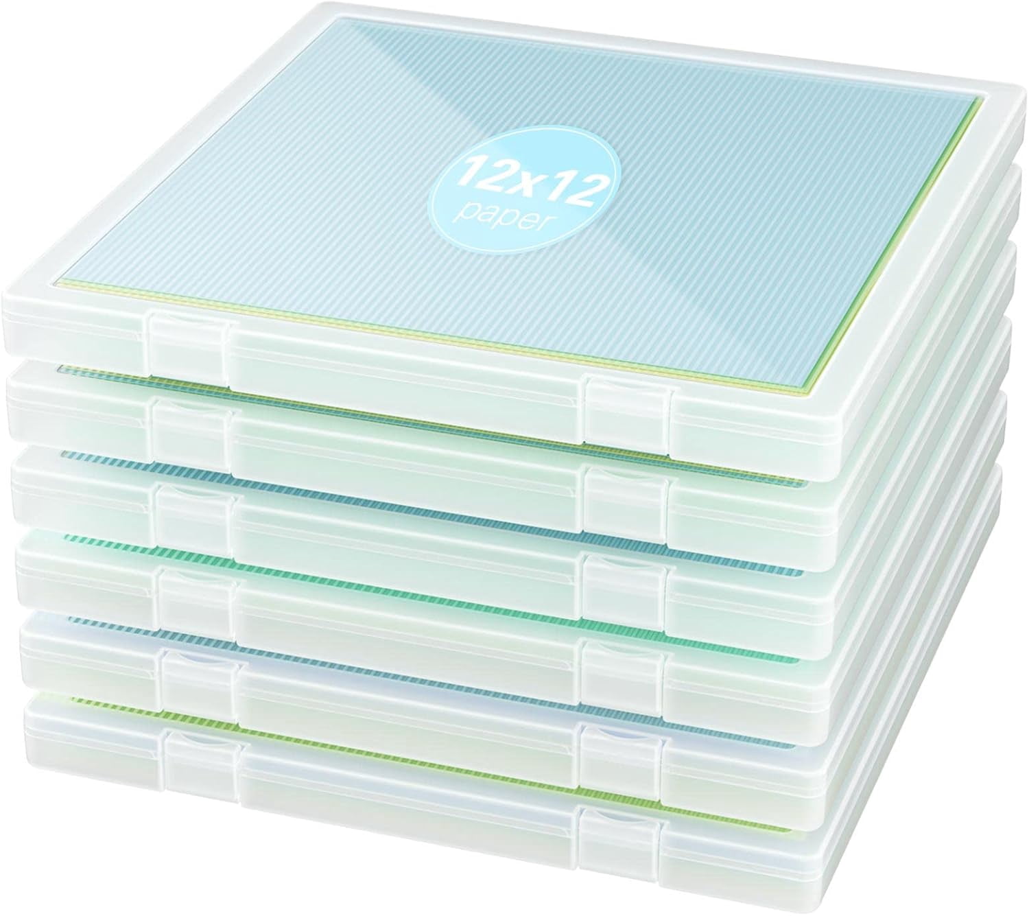 12x12 Paper Storage Box, 6-Pack Craft Organizer with Snap Closure and ...