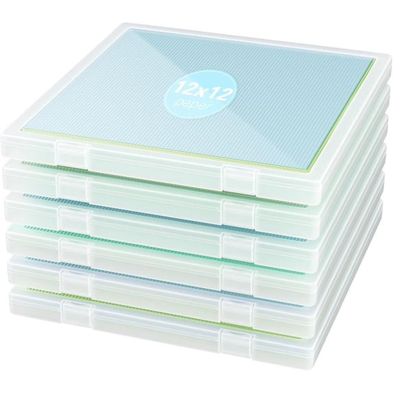 12x12 Paper Storage Box, 6-Pack Craft Organizer with Snap Closure and ...