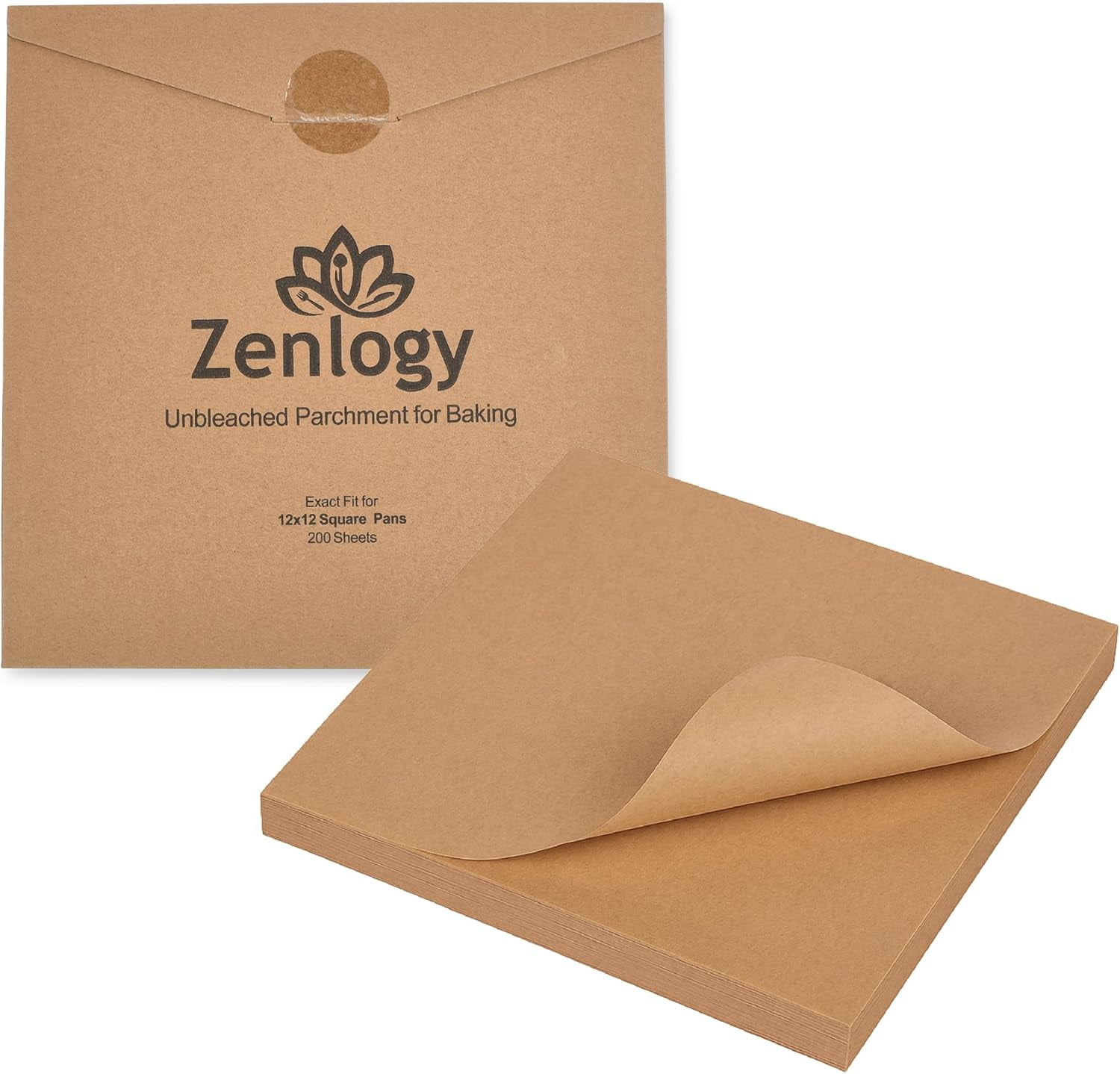 12x12 Parchment Paper Squares (200 Sheets), Unbleached, High Heat, Non ...