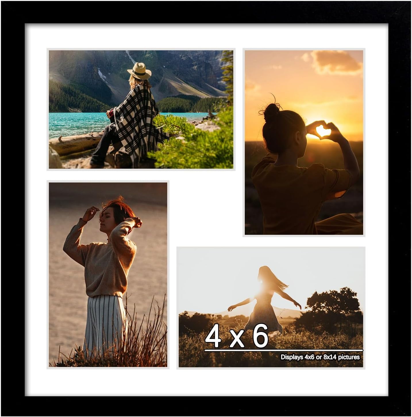 12x12 Picture Frame, 4x6 Collage Picture Frame, Displays Four 4x6 inch ...