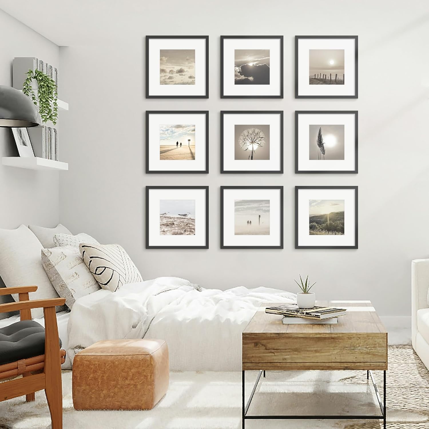 12x12 Picture Frame Sef of 10, Display Pictures 8x8 with Mat or 12 x 12 Without Mat, Photo Frame ...