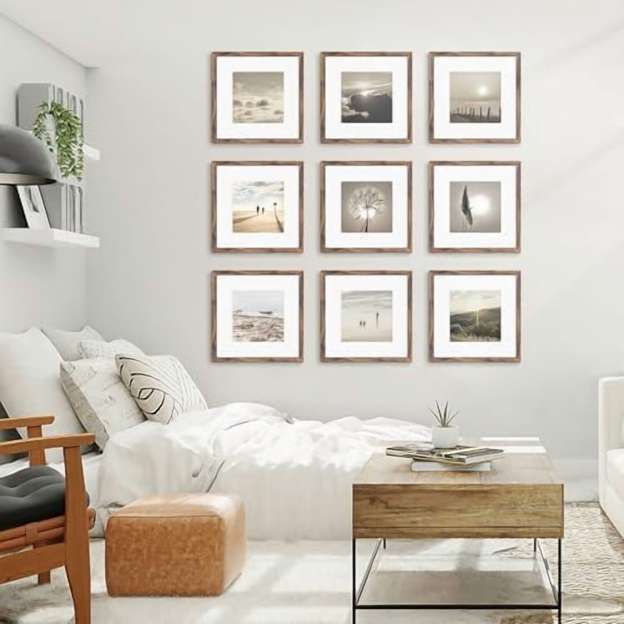 12x12 Picture Frame Sef of 10, Display Pictures 8x8 with Mat or 12 x 12 Without Mat, Photo Frame ...