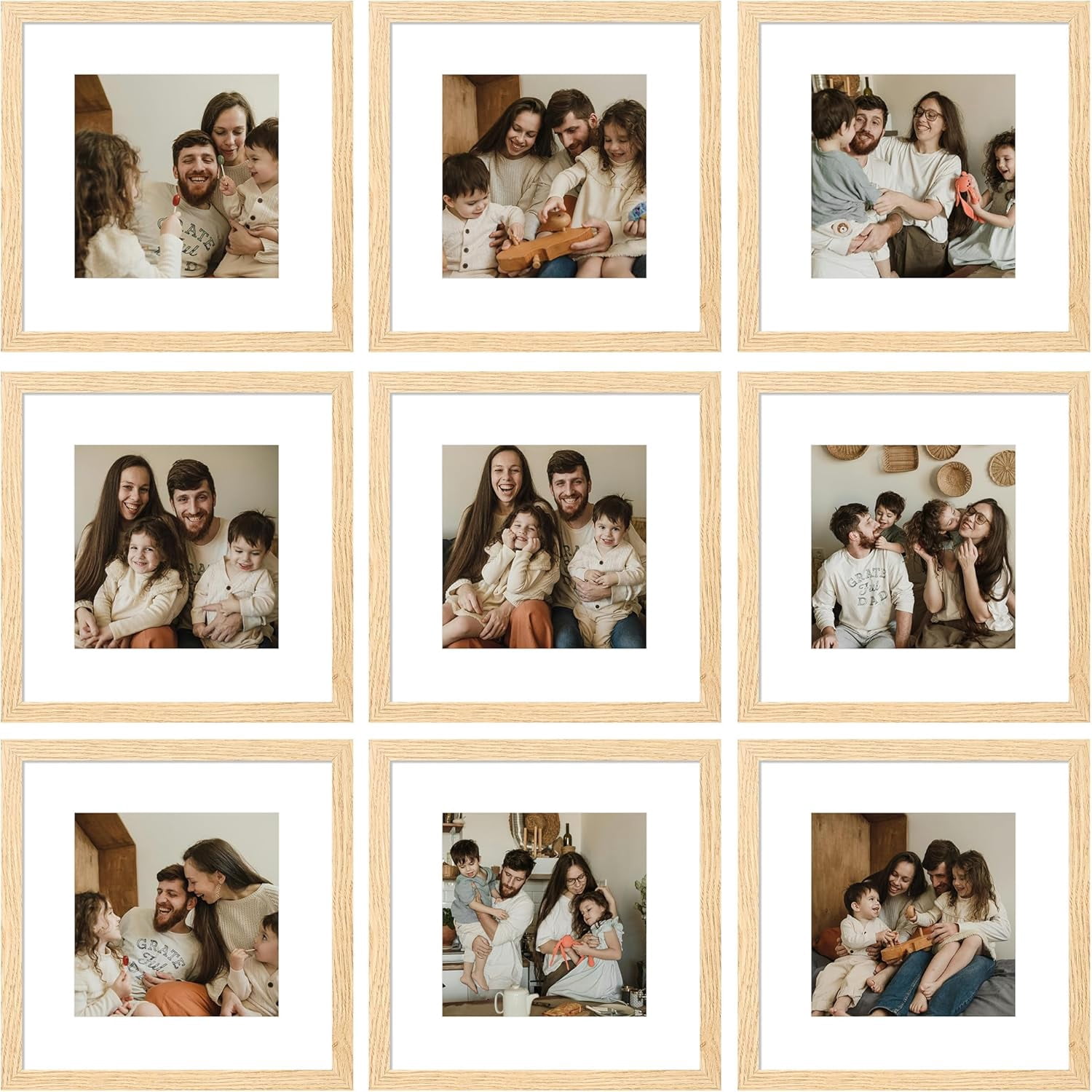 12x12 Picture Frame Set of 9, Photo Gallery Wall Frame Set, Display ...