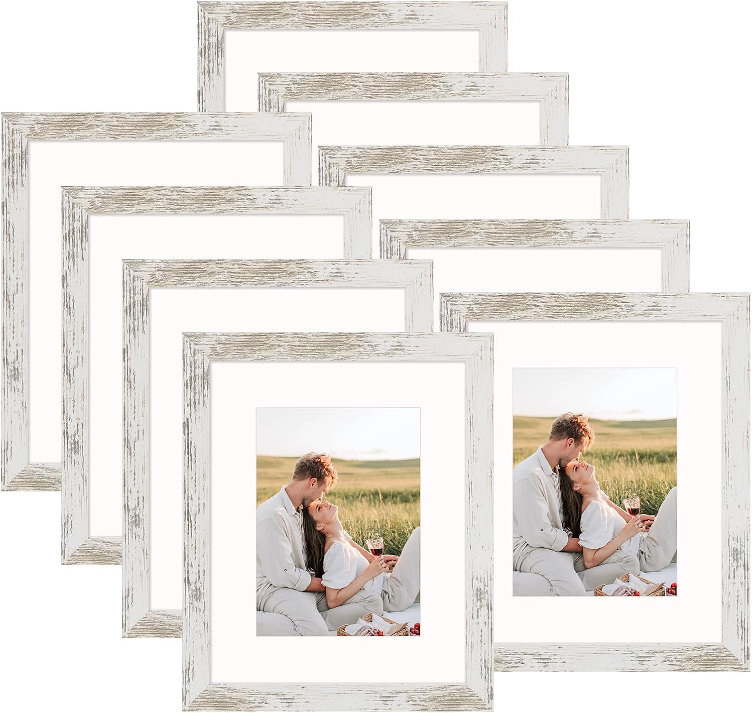 12x12 Picture Frame Set of 9, Photo Gallery Wall Frame Set, Display Pictures 8x8 with Mat or 12 ...