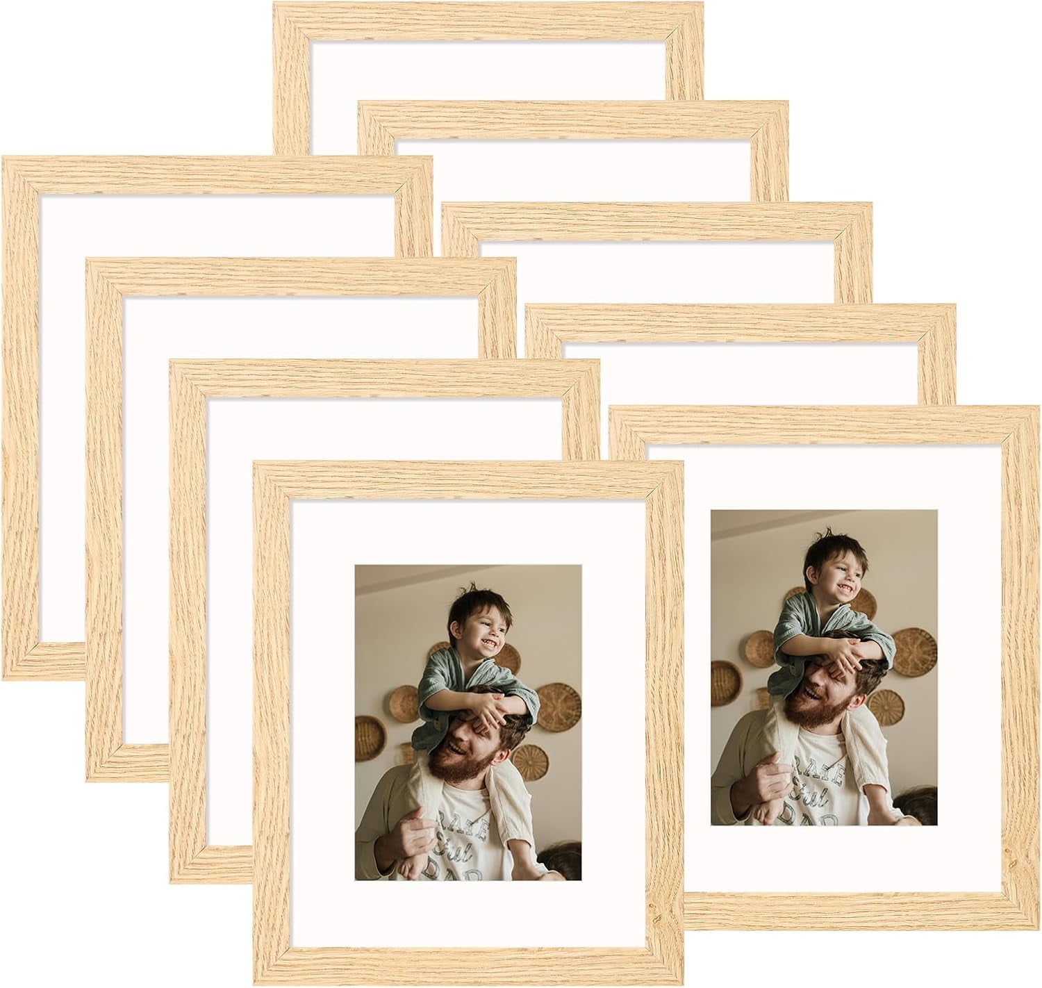12x12 Picture Frame Set of 9, Photo Gallery Wall Frame Set, Display Pictures 8x8 with Mat or 12 ...