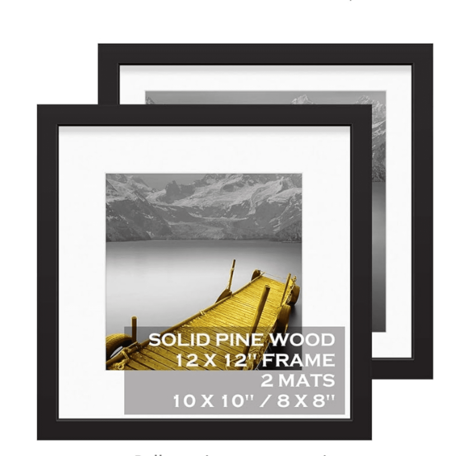 12x12 Picture Frames Black Made of Solid Wood Display Pictures 10x10 or ...