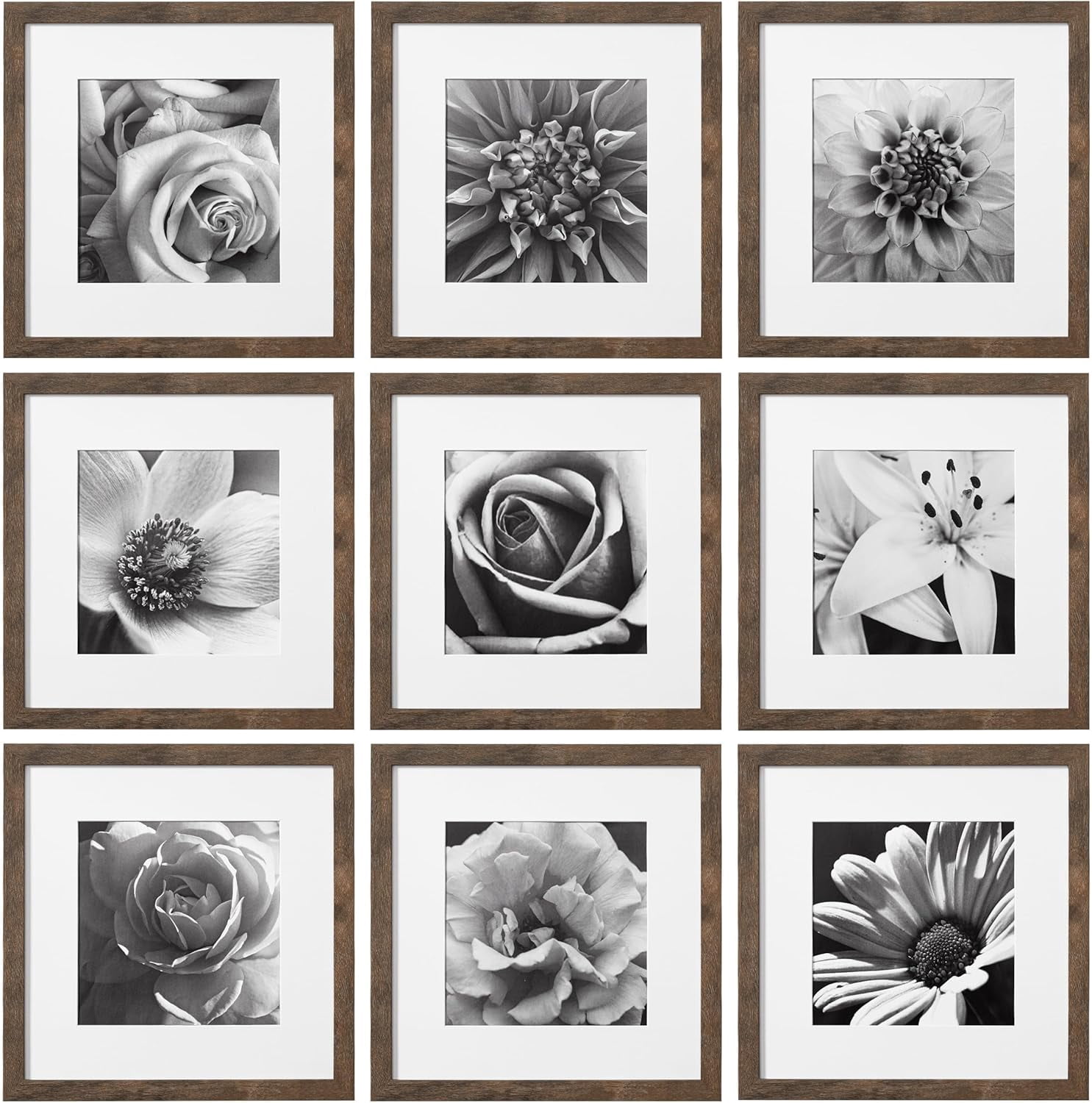 12x12 Picture Frames Set of 9 Classic Gallery Wall Frame Set Displays ...
