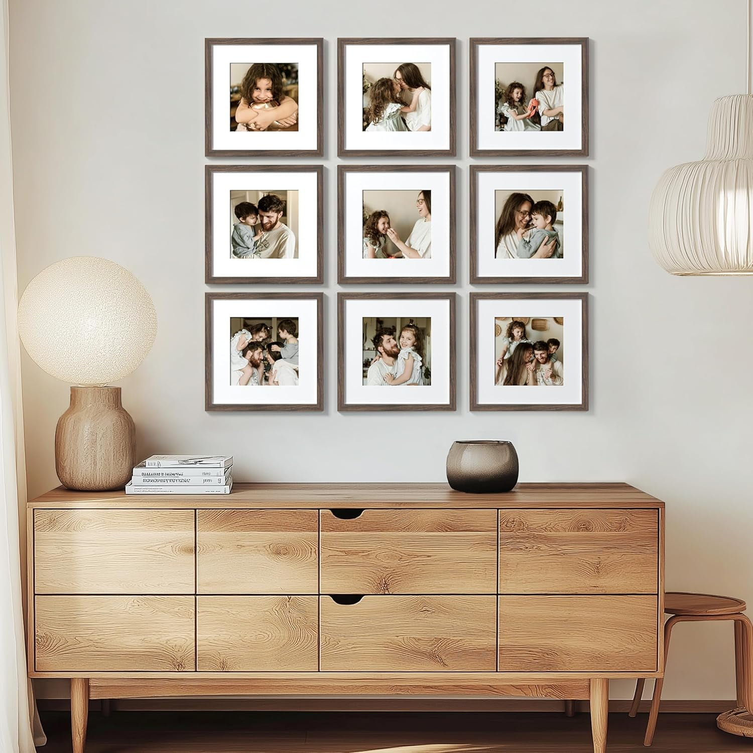 12x12 Picture Frames Set of 9 with Mat for 8x8 Photos or without Mat ...
