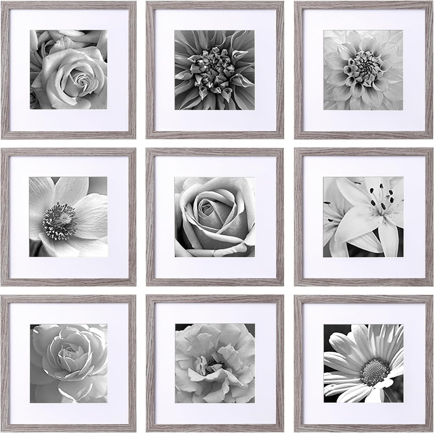 12x12 Picture Frames Set of 9 Matted To 8x8 Photo or 12x12 No Mat ...