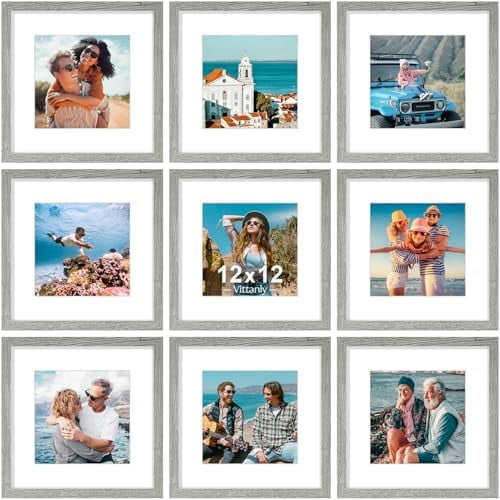 12x12 Picture Frames Set of 9, Shatter Resistant Plexiglass, Display ...