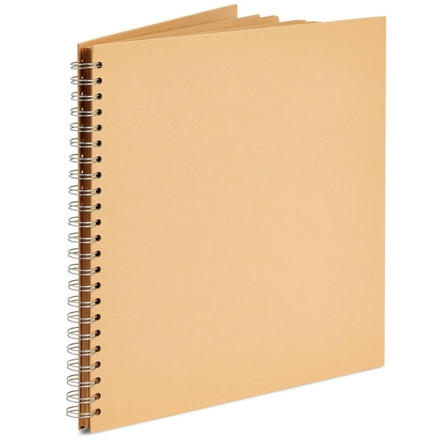 12x12 Hardcover Scrapbook Album, Spiral Bound Kraft Paper Sketchbook (40 Sheets/80 Pages ...