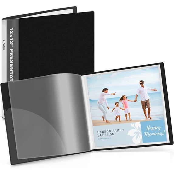 12x12 Scrapbook Presentation Book with Fixed Non-Refillable Sleeves, 24 ...