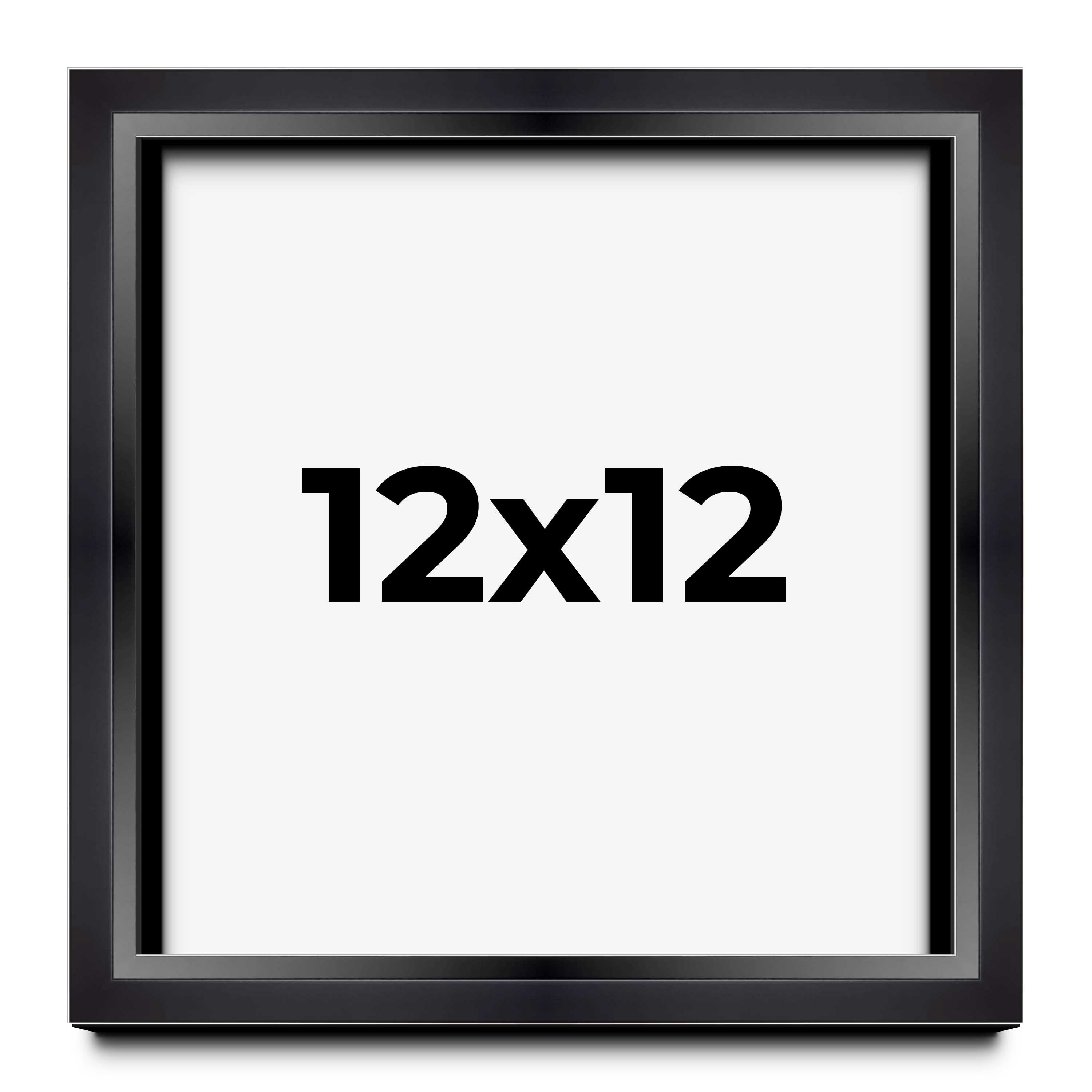 12x12 Shadow Box Frame Black | 1.25 inches Deep Real Wood Contemporary ...