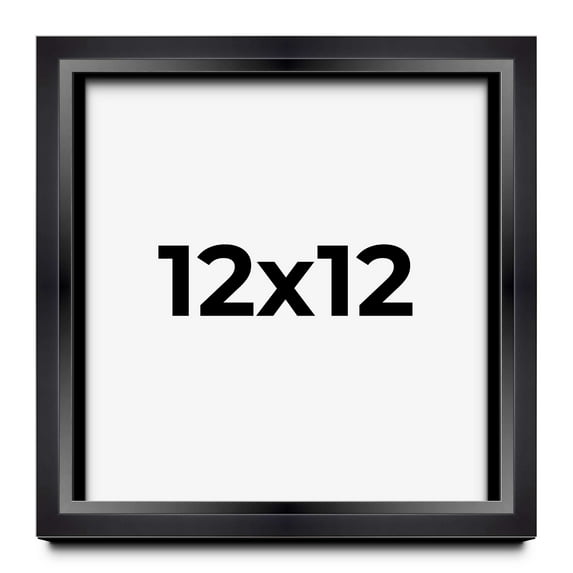 12x12 Shadow Box Frame Black | 1.25 inches Deep Real Wood Contemporary ...