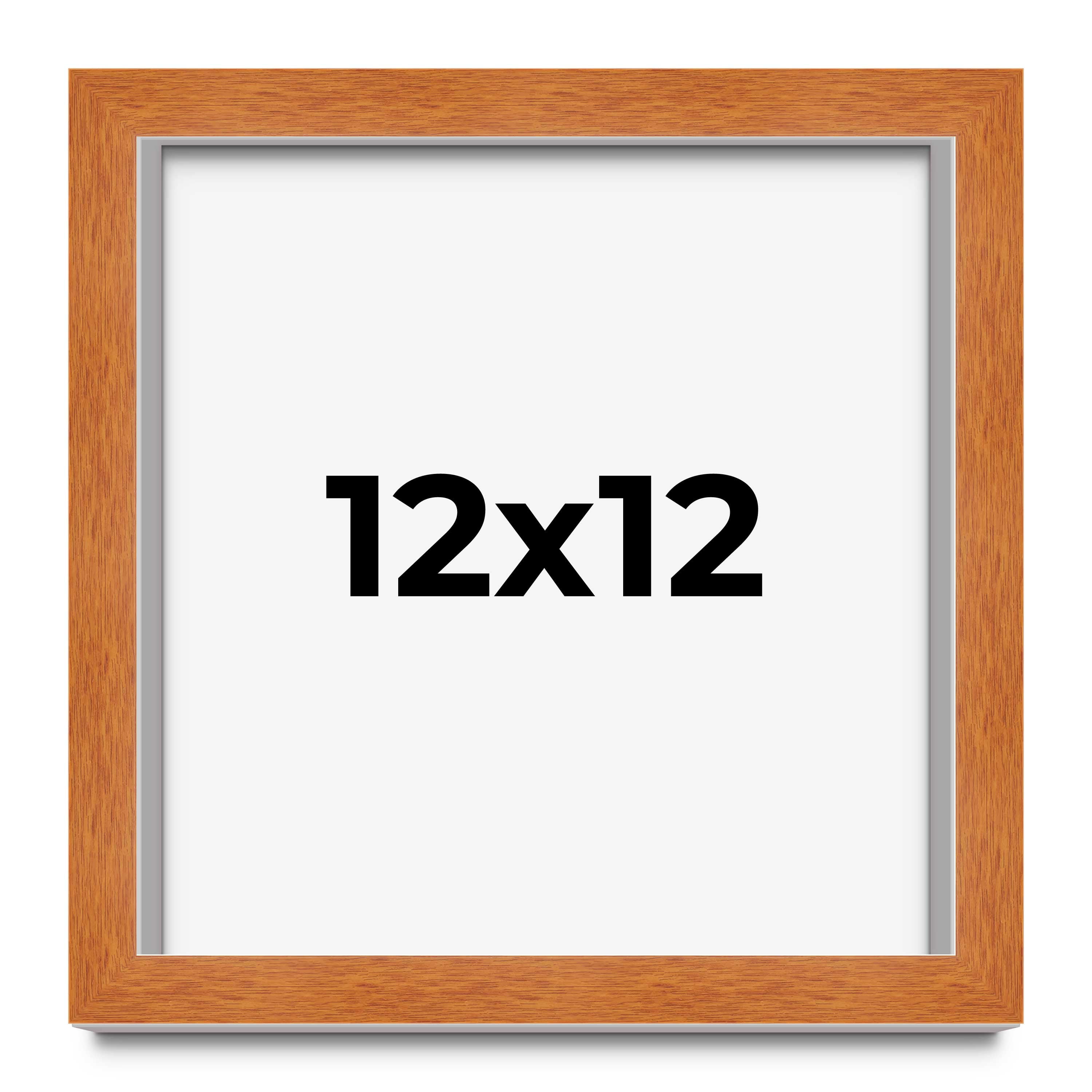 12x12 Shadow Box Frame Brown | 0.875 Inches Deep Real Wood Contemporary ...