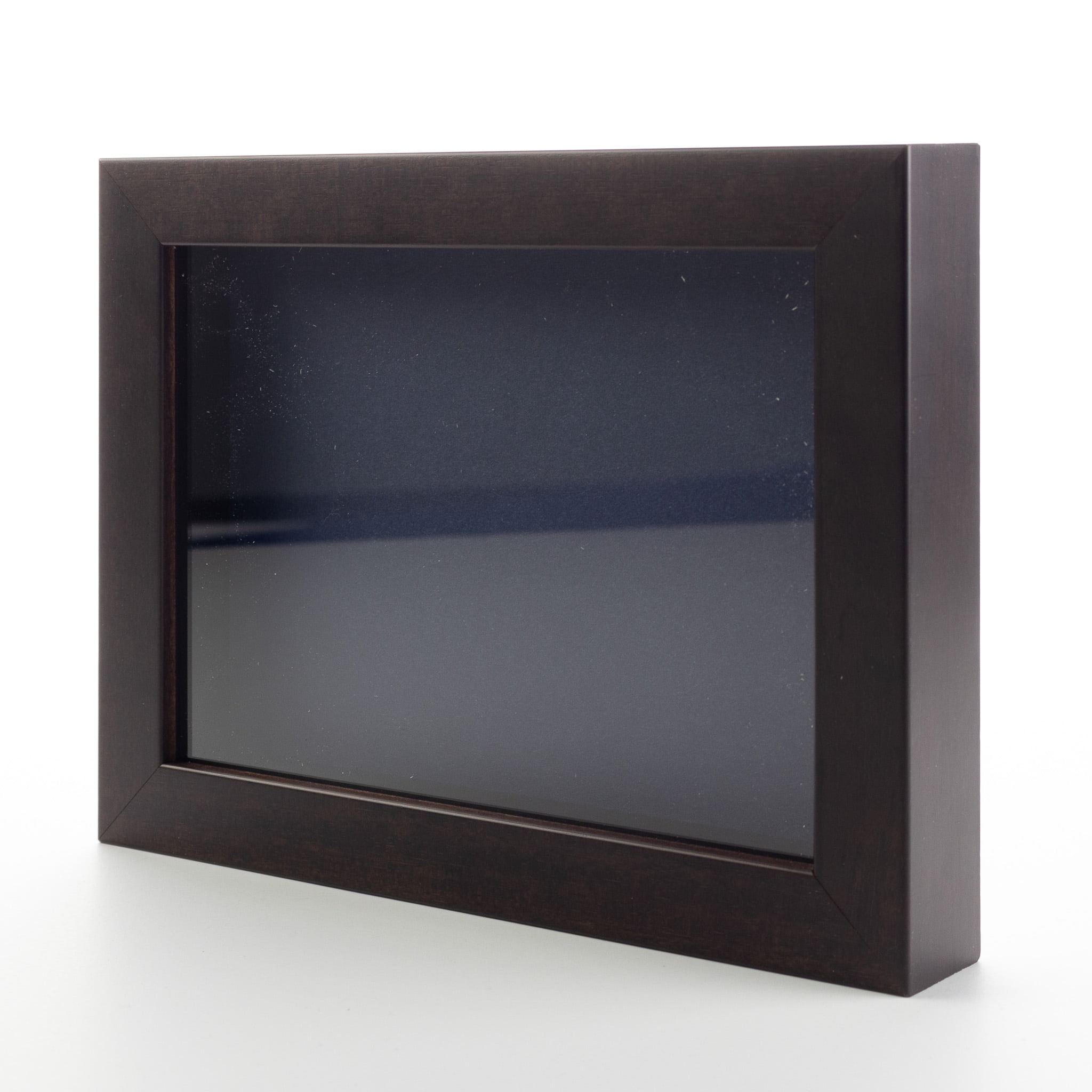 12x12 Shadow Box Frame Dark Brown Real Wood with a Navy Acid-Free ...
