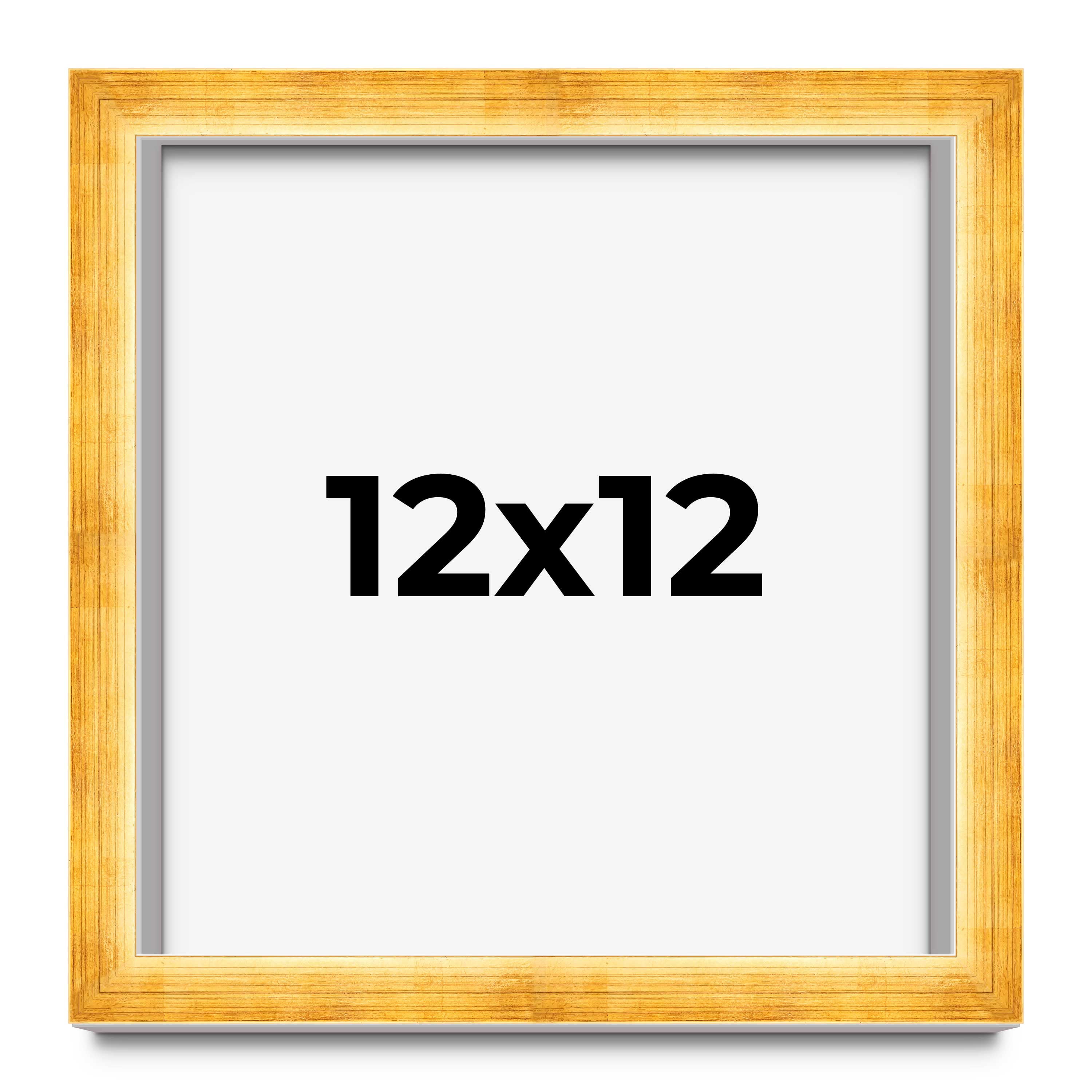 12x12 Shadow Box Frame Gold | 1.625 Inches Deep Real Wood Traditional ...