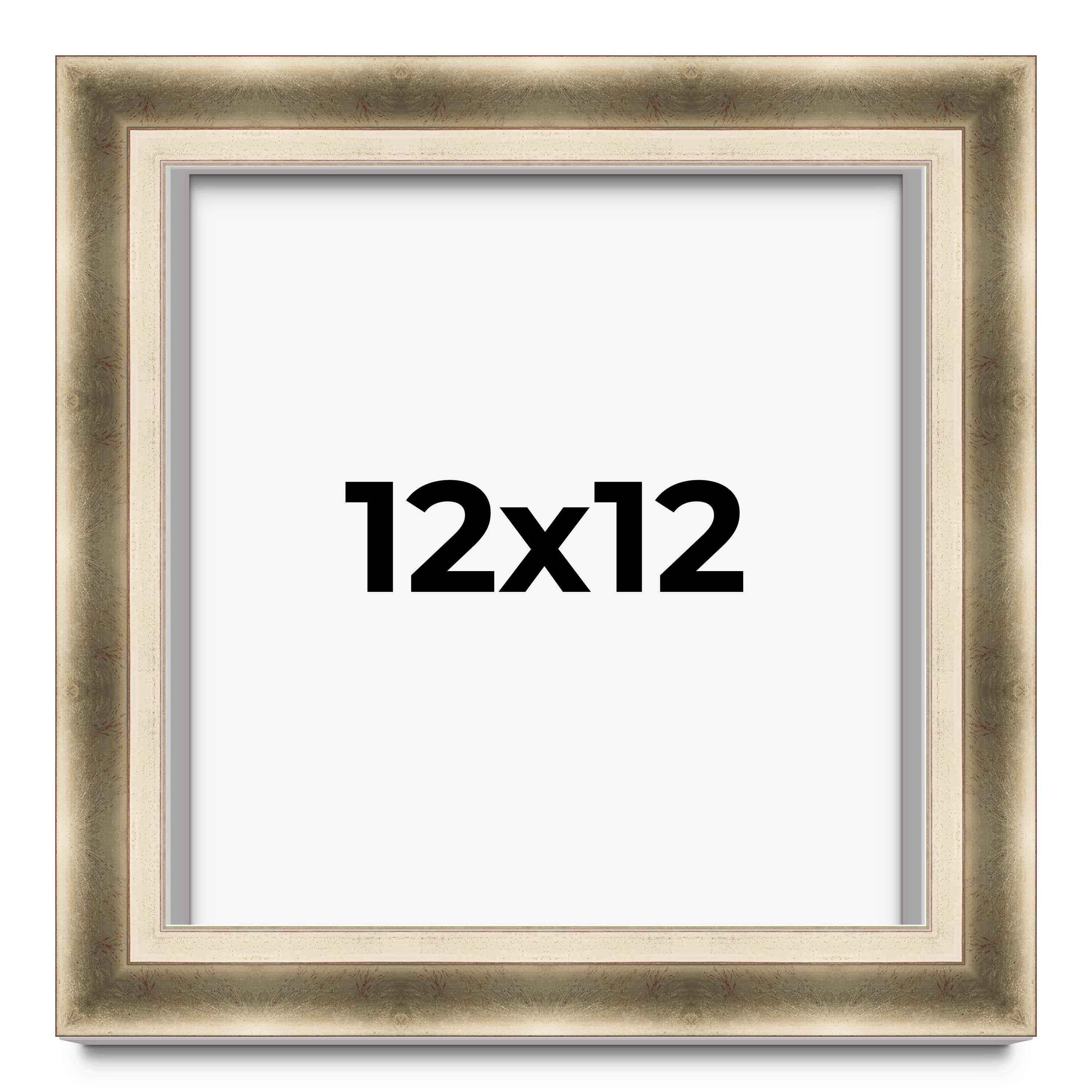 12x12 Shadow Box Frame Silver | 1.75 inches Deep Real Wood Traditional ...