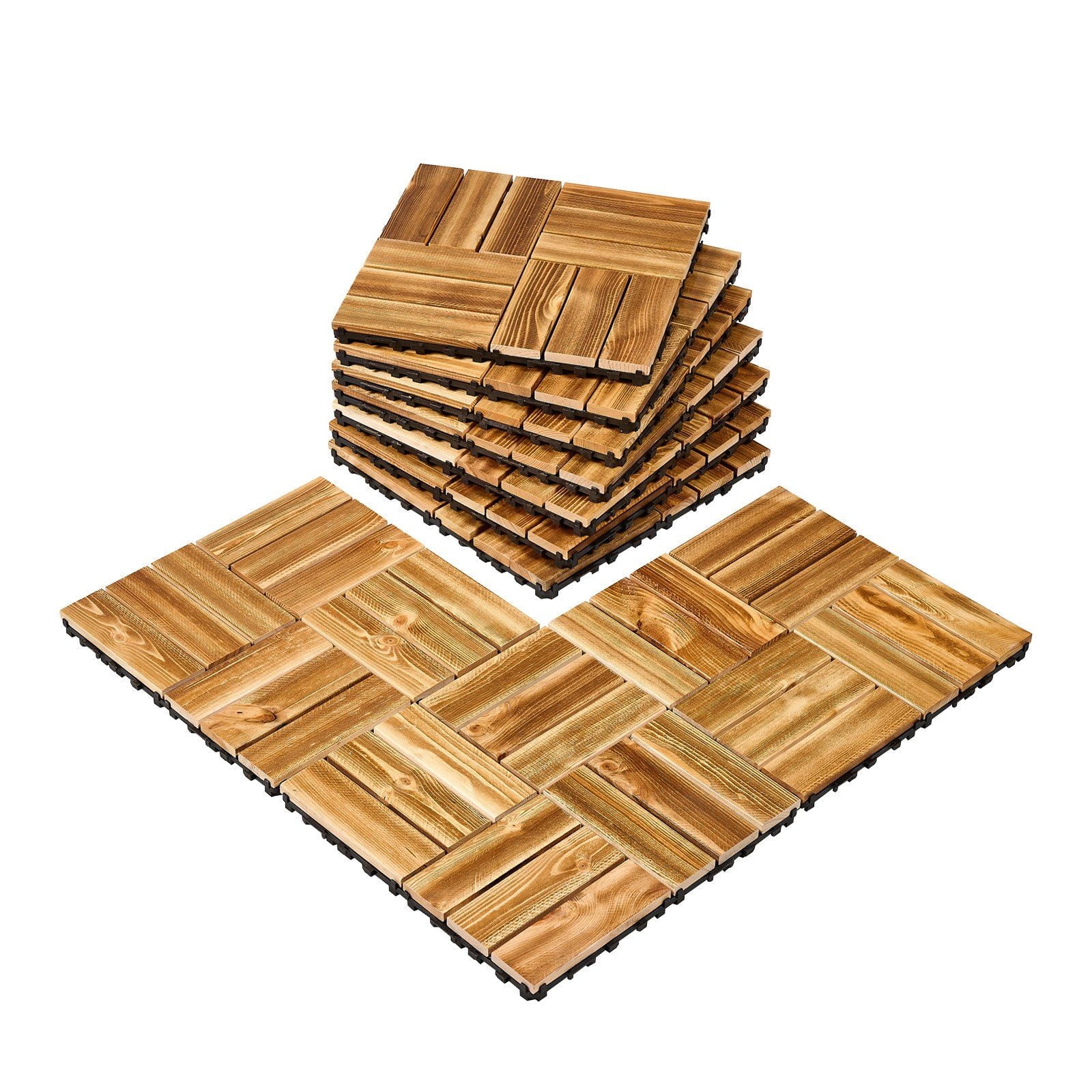 12x12 Solid Wood Deck Tiles (10-Pack) - Camphor Pine Interlocking ...