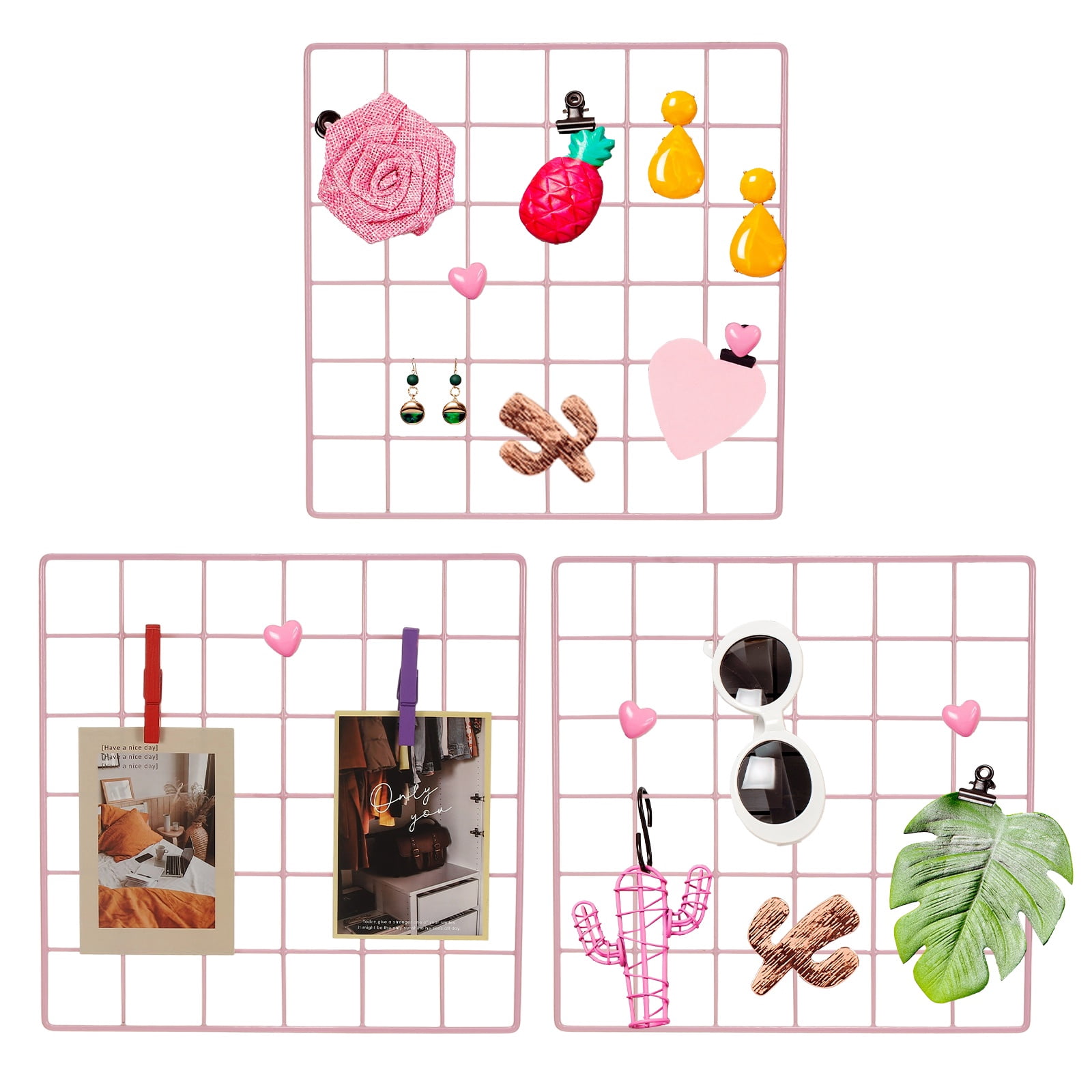 12x12 in Wall Grid Panel, 3 Pack Wire Grid Panel Shelf Board Metal ...
