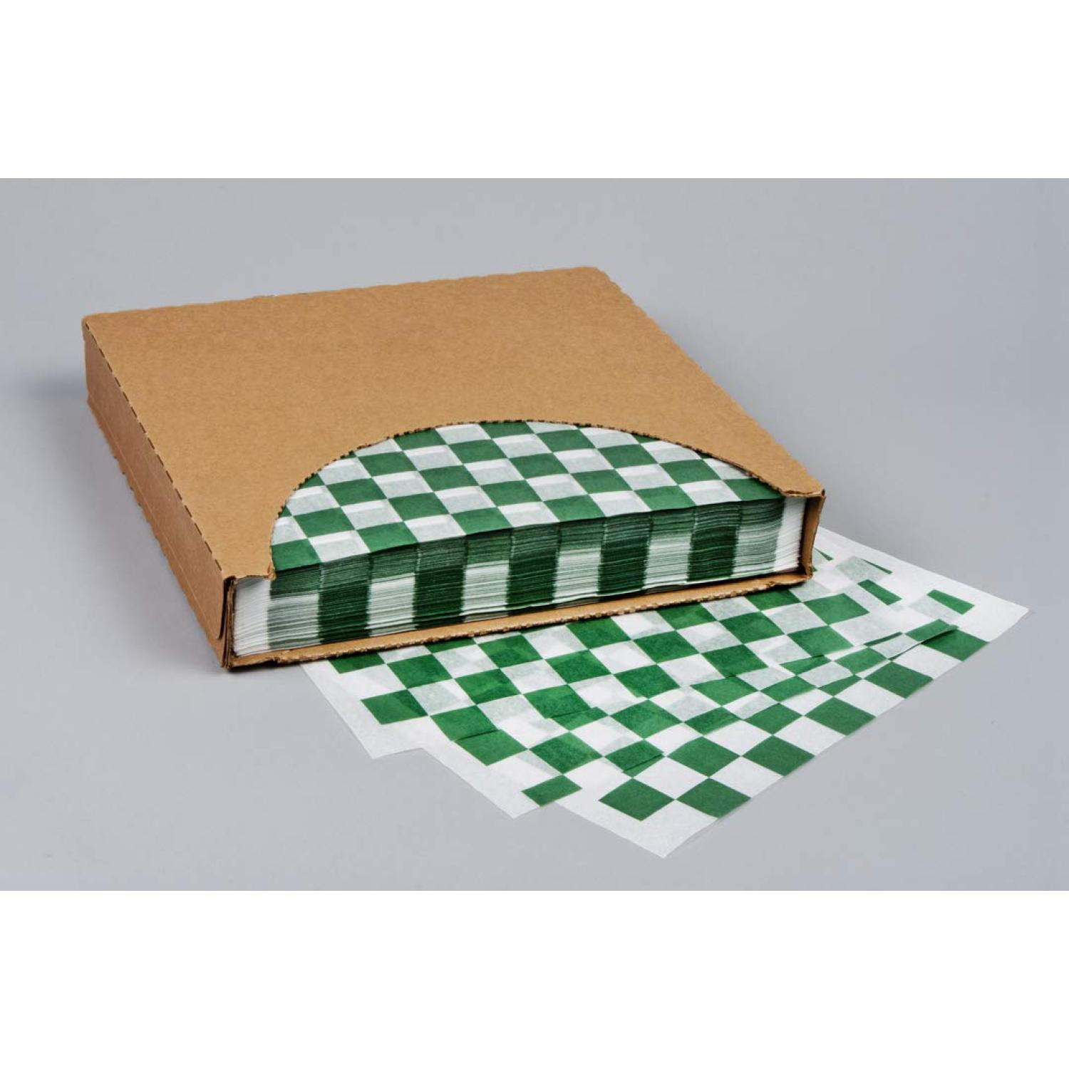 12x12 Waxed Sheet, Green Checkered, Basket Liner or Sandwich Wrap, 1000 ...