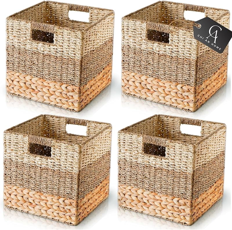 12x12 Wicker Storage Cube Bins for IKEA KALLAX, Natural Wicker Storage ...