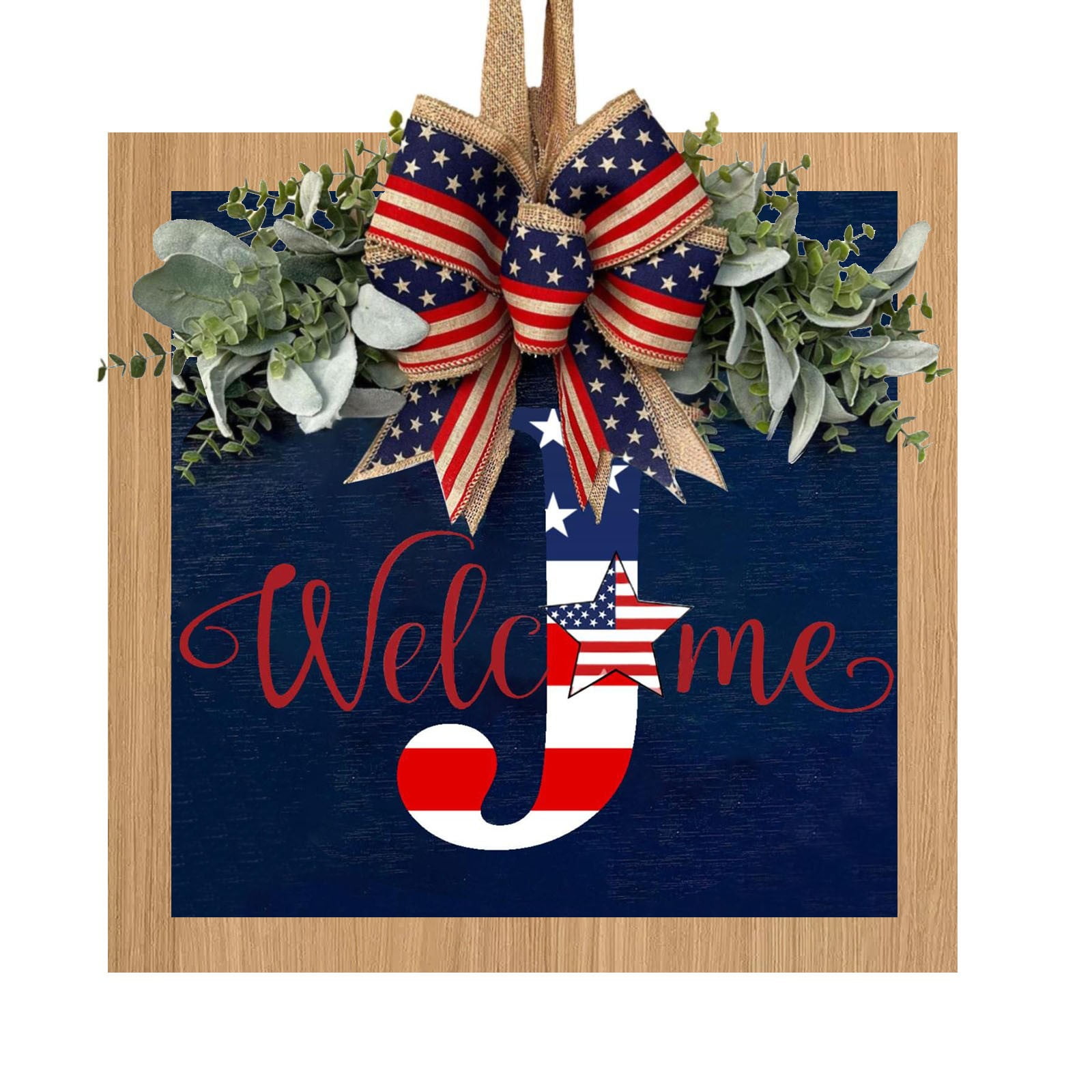 12x12 inch Front Door Wreath Front Porch Decoration 26 Letter Welcome ...
