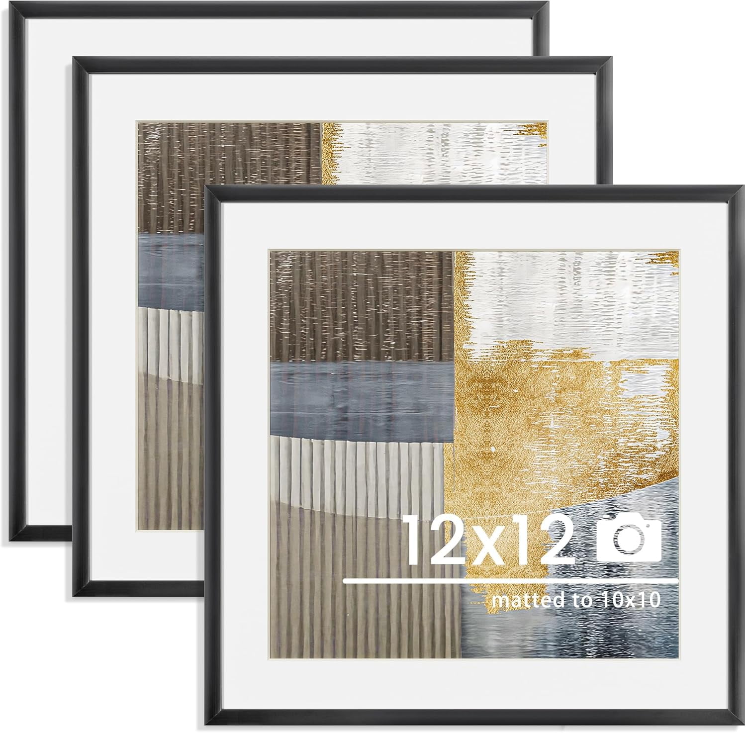 12x12 inch Metal Picture Frame - Thin Aluminum Square Photo Frames with ...