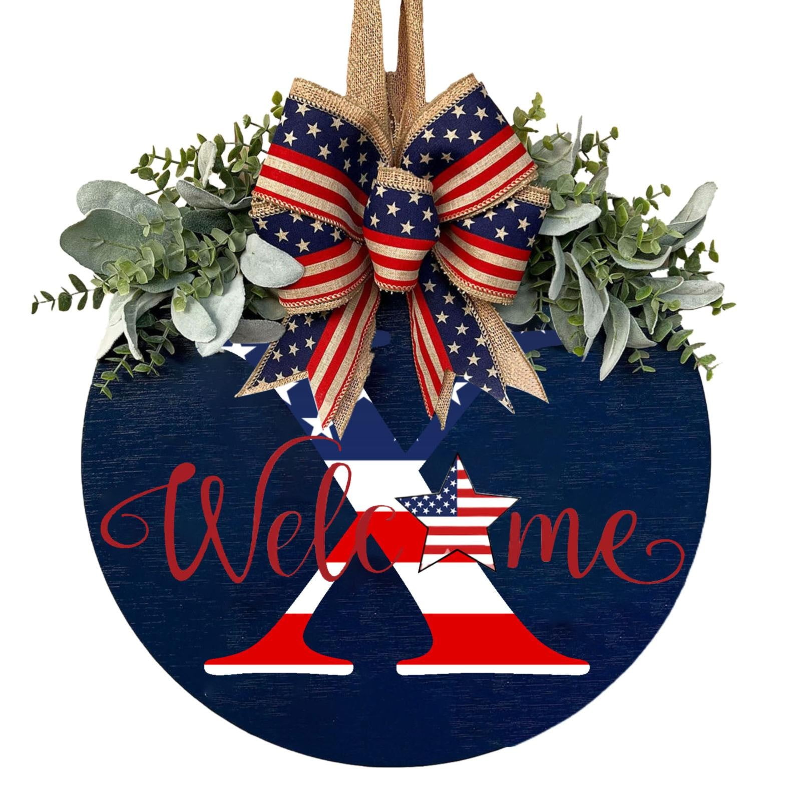 12x12 inch Welcome Sign, Year Round Front Door Wreath with 26 Initial ...