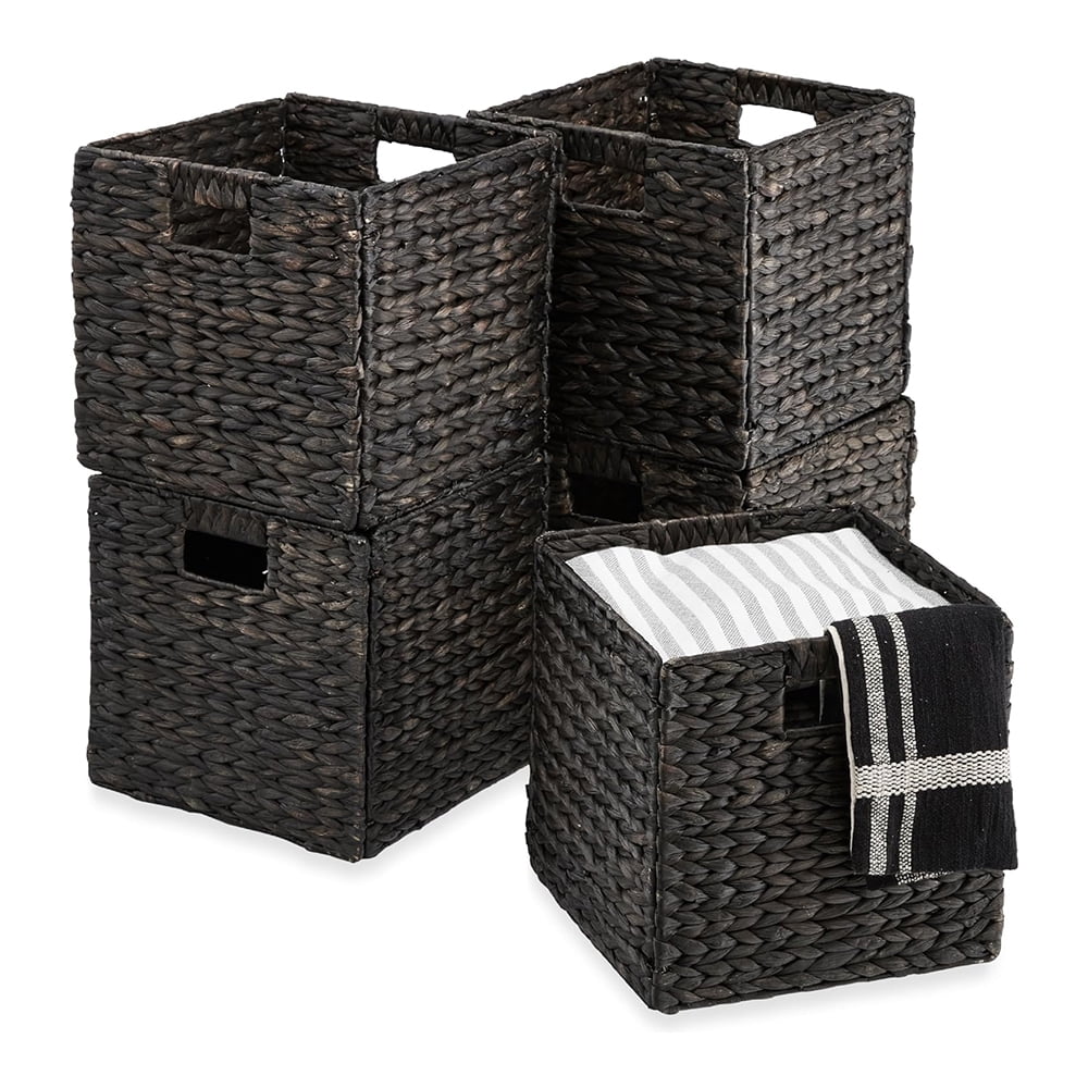 12x12in Hyacinth Baskets, Rustic Set of 5 Multipurpose Collapsible ...