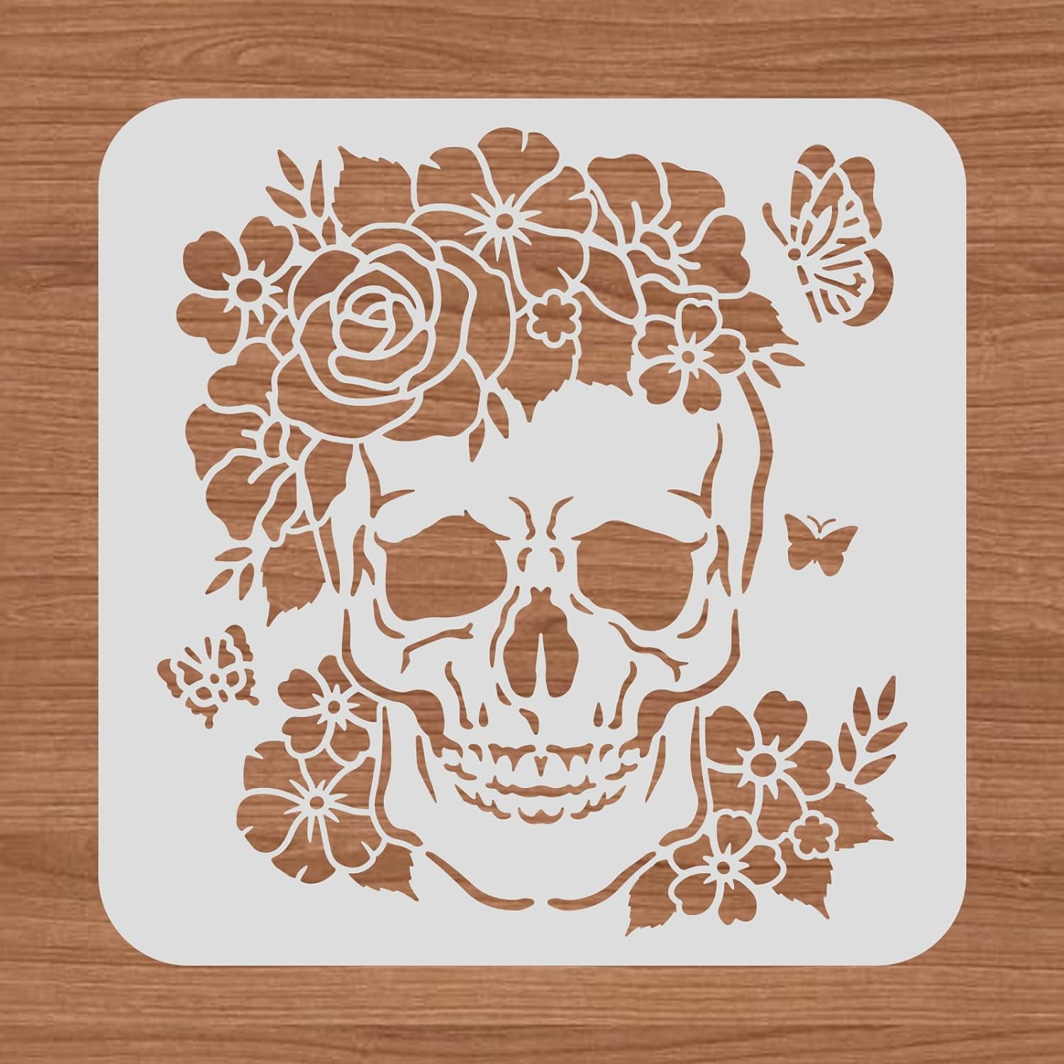 12x12inch Skull Plastic Cutouts Painting Template Butterfly Flower ...