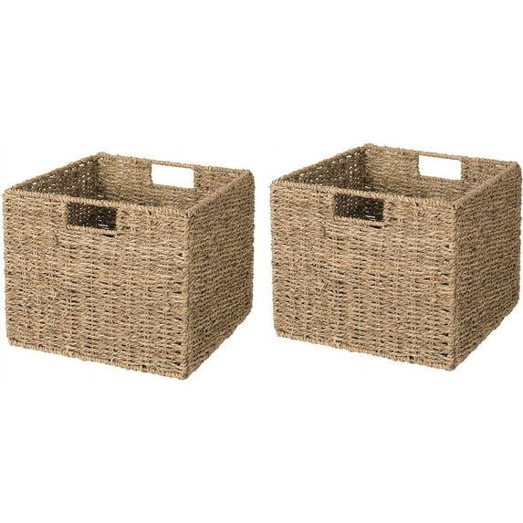 12x12x10in Seagrass Storage Baskets Set of 2, Large Wicker Storage ...