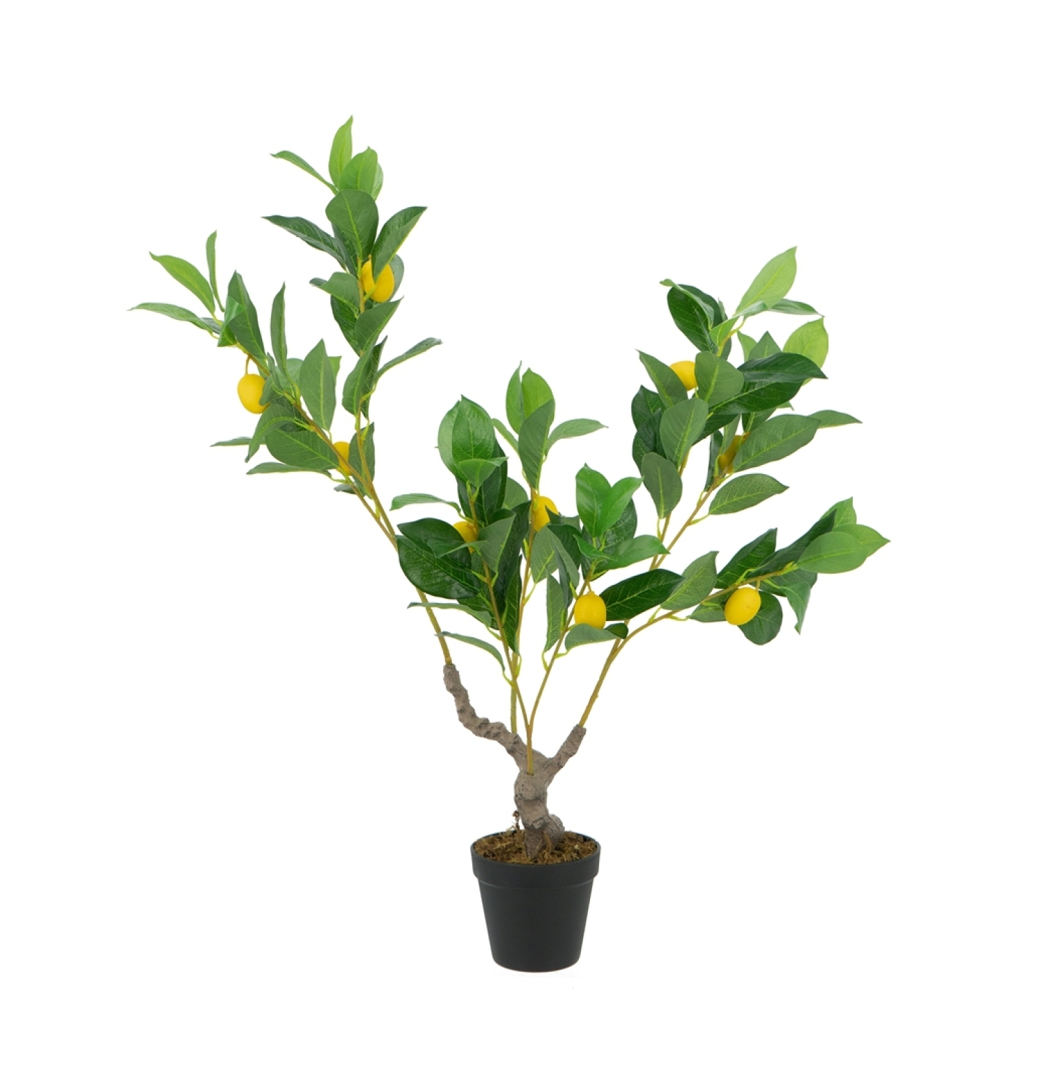 12x12x31.5" Artificial Lemon Tree, PEVA Leaves, Black Pot - Lifelike ...