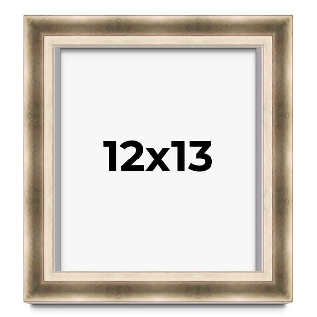 12x13 Shadow Box Frame Silver | 1.75 inches Deep Real Wood Traditional ...