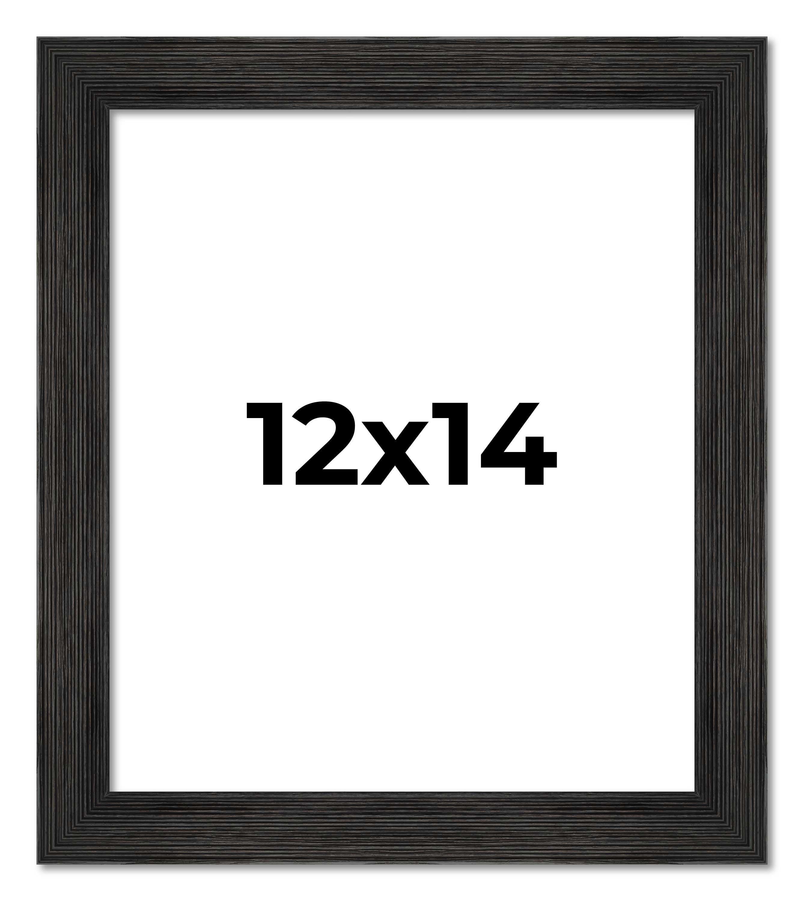 12x14 Black Rustic Wide Barnwood Picture Frame - UV Acrylic, Foam Board ...