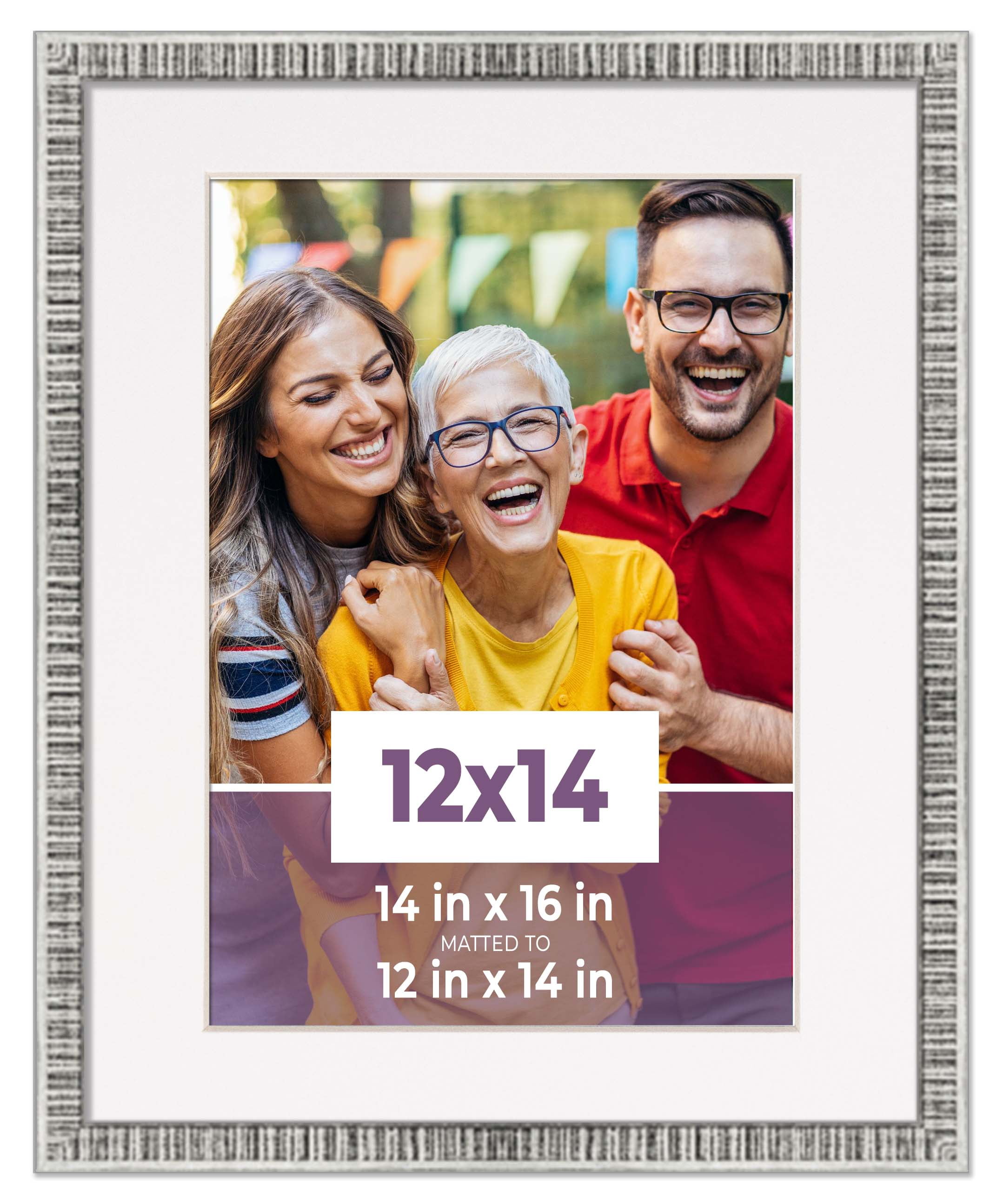 12x14 Frame Silver With White Picture Mat For 12x14 Photo - Silver ...