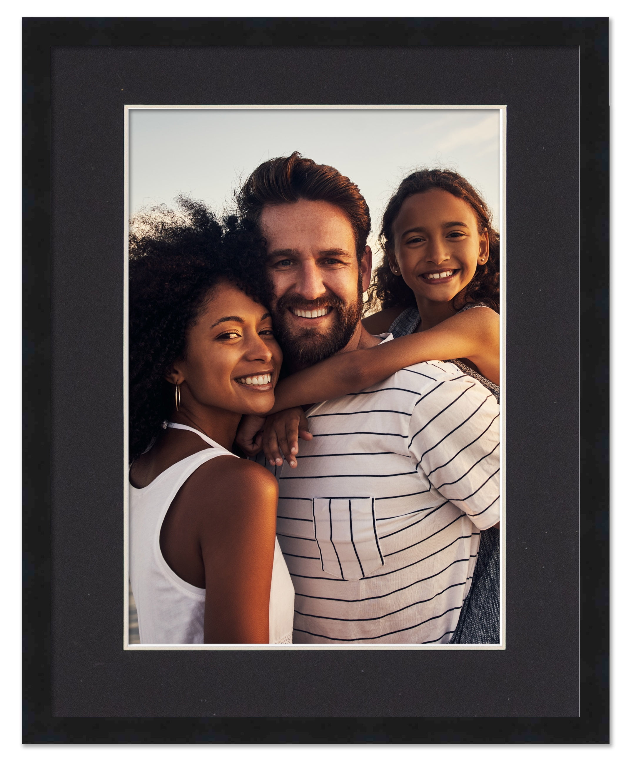 12x14 Frame with Mat - Black 14x16 Frame Wood Made to Display Print or ...