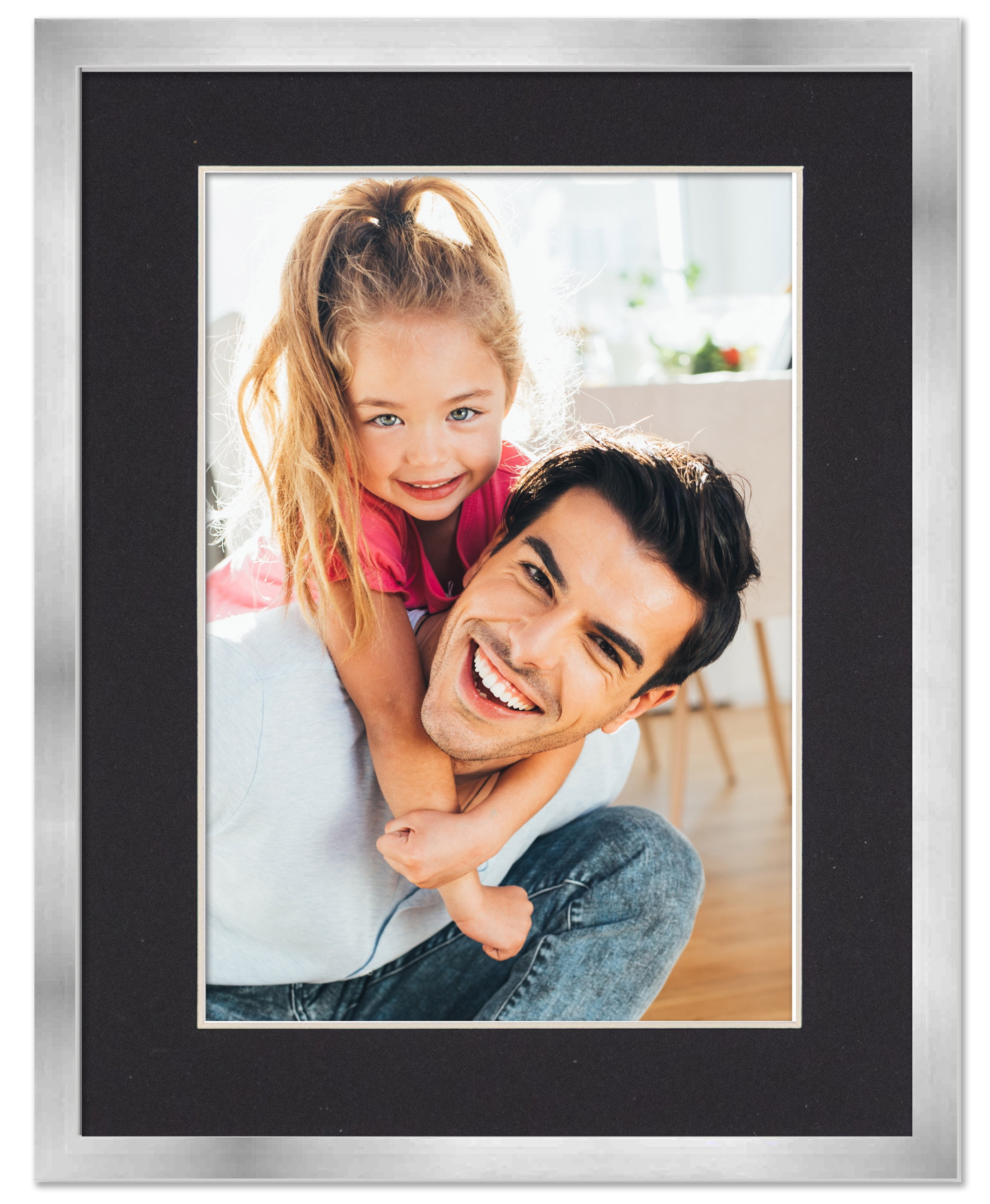 12x14 Frame with Mat - Silver 14x16 Frame Wood Made to Display Print or ...