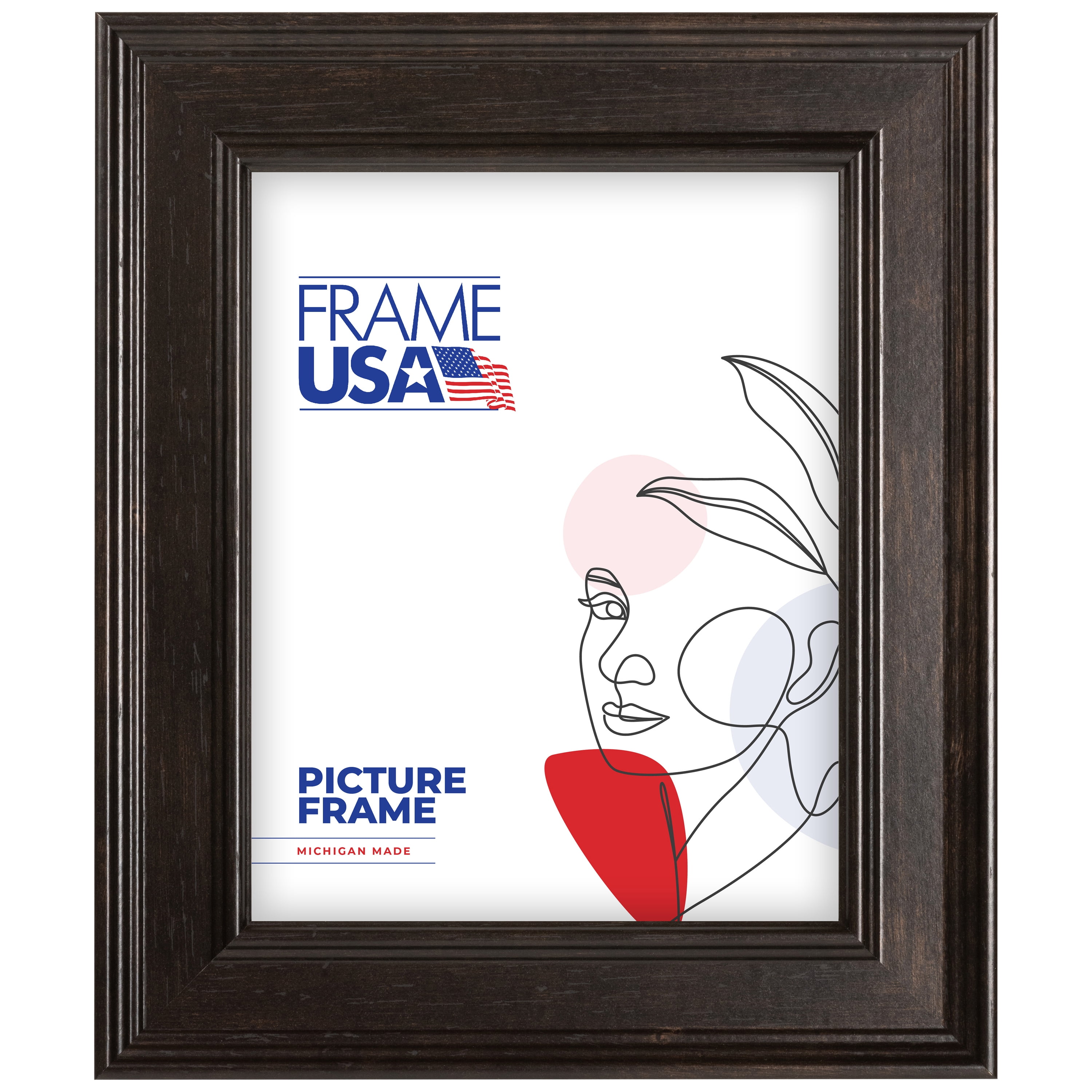 12x14 Picture Frame, Brown Café Beveled Style 97061, 2 Inch MDF with ...