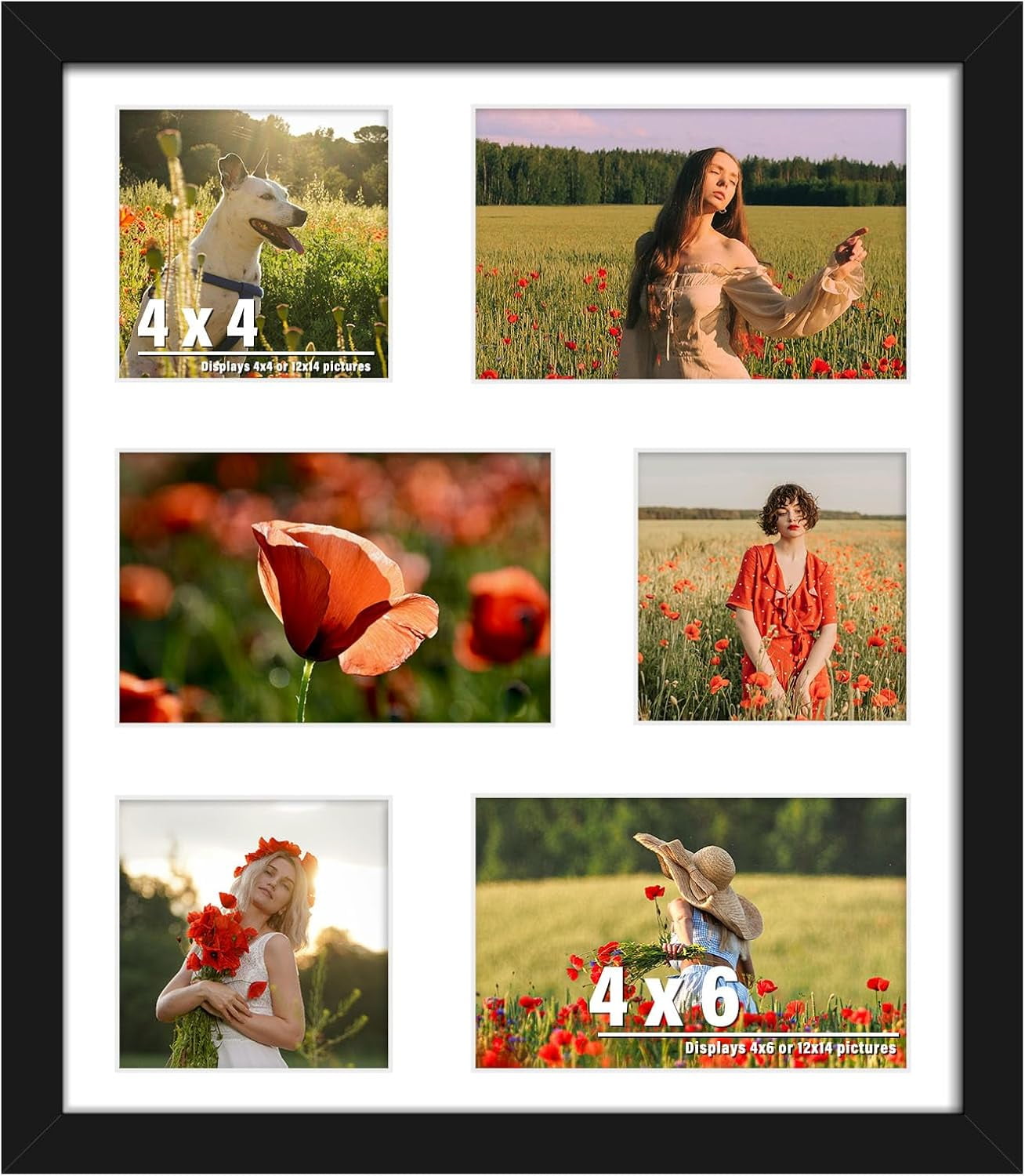 12x14 Picture Frame, Collage Picture Frame, Display Three 4x4 inch ...