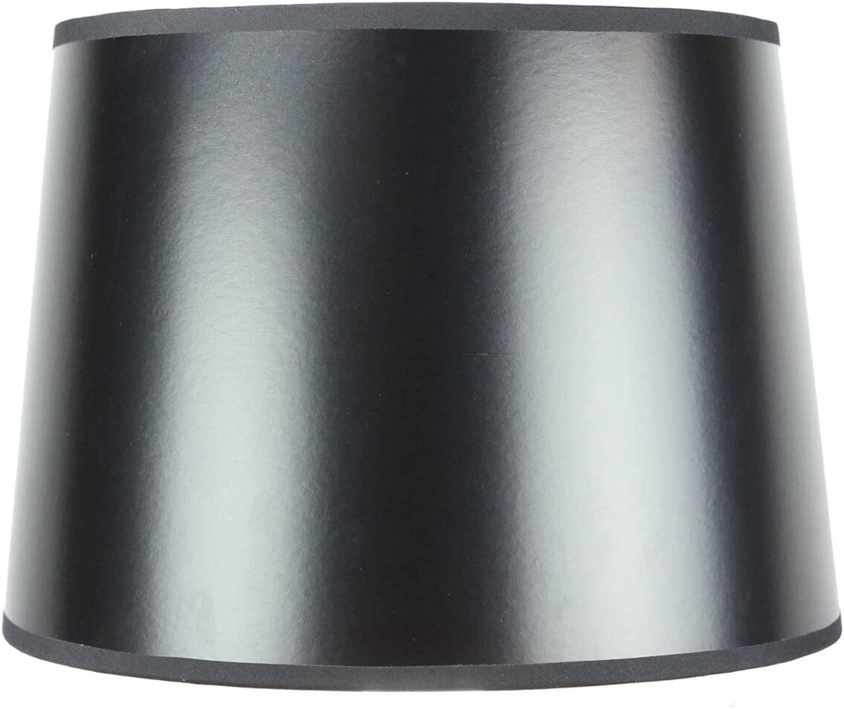 12x14x10 Black Parchment Gold-Lined Drum Lampshade with Brass Spider ...