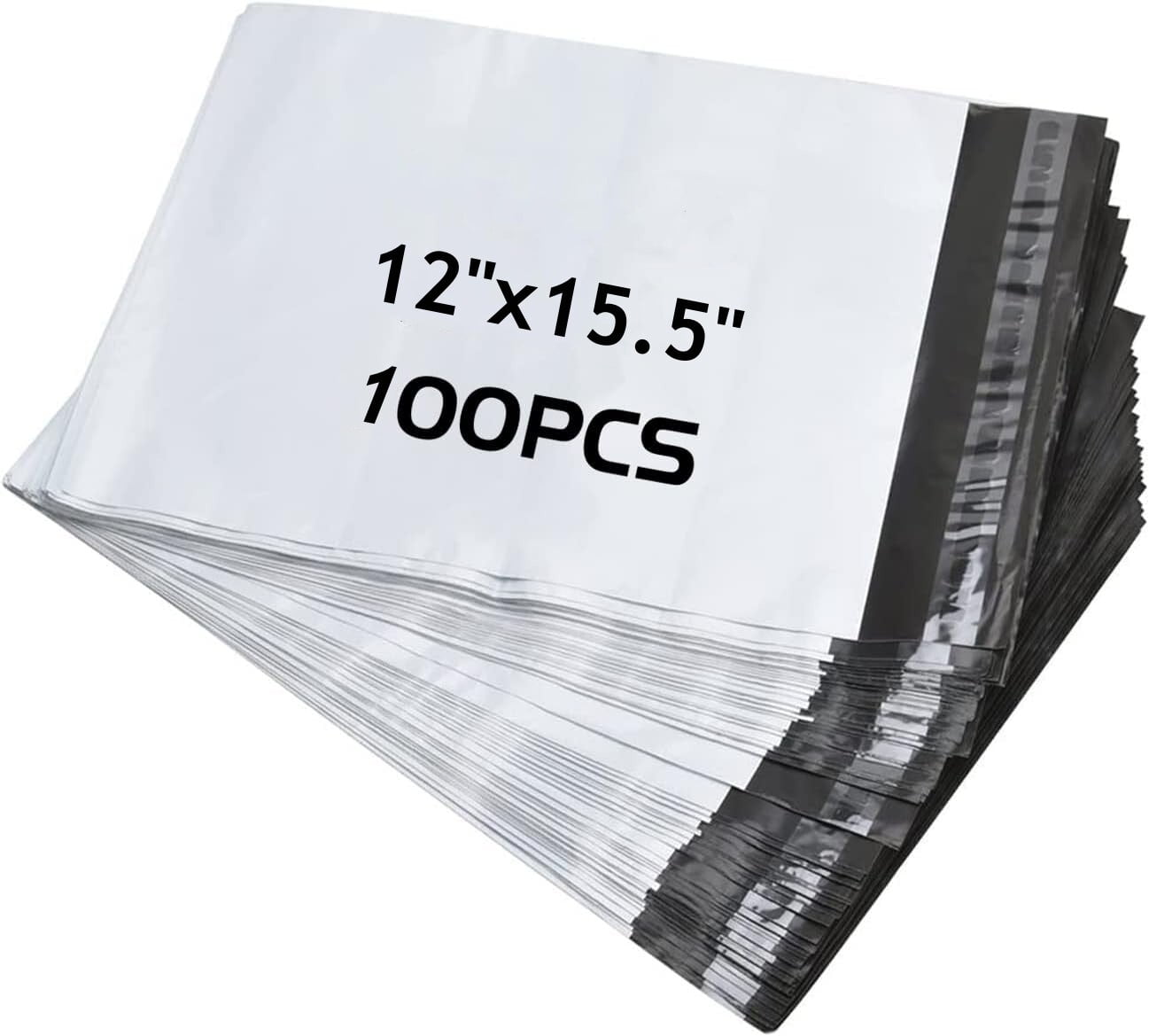 12x15.5 Inches 100pc White Poly Mailers Shipping Bags for Clothing ...