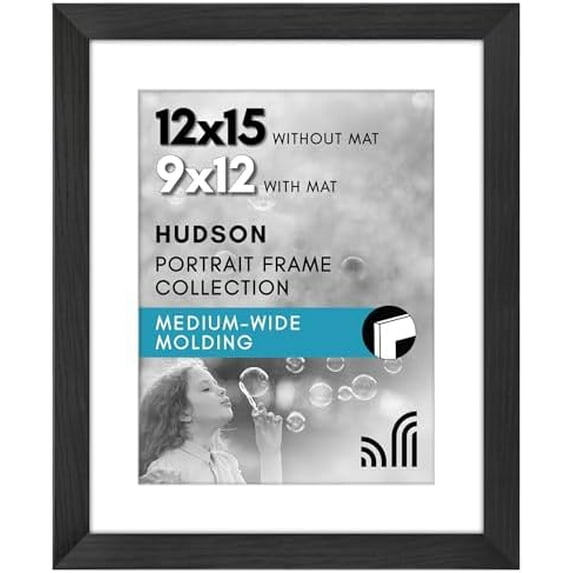 12x15 Picture Frame with Shatter-Resistant Glass - Use as 9x12 Frame ...