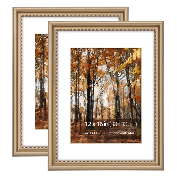 12x16 in 2PK Wood Classic Gallery Poster Picture Frame, Gold Ornate ...