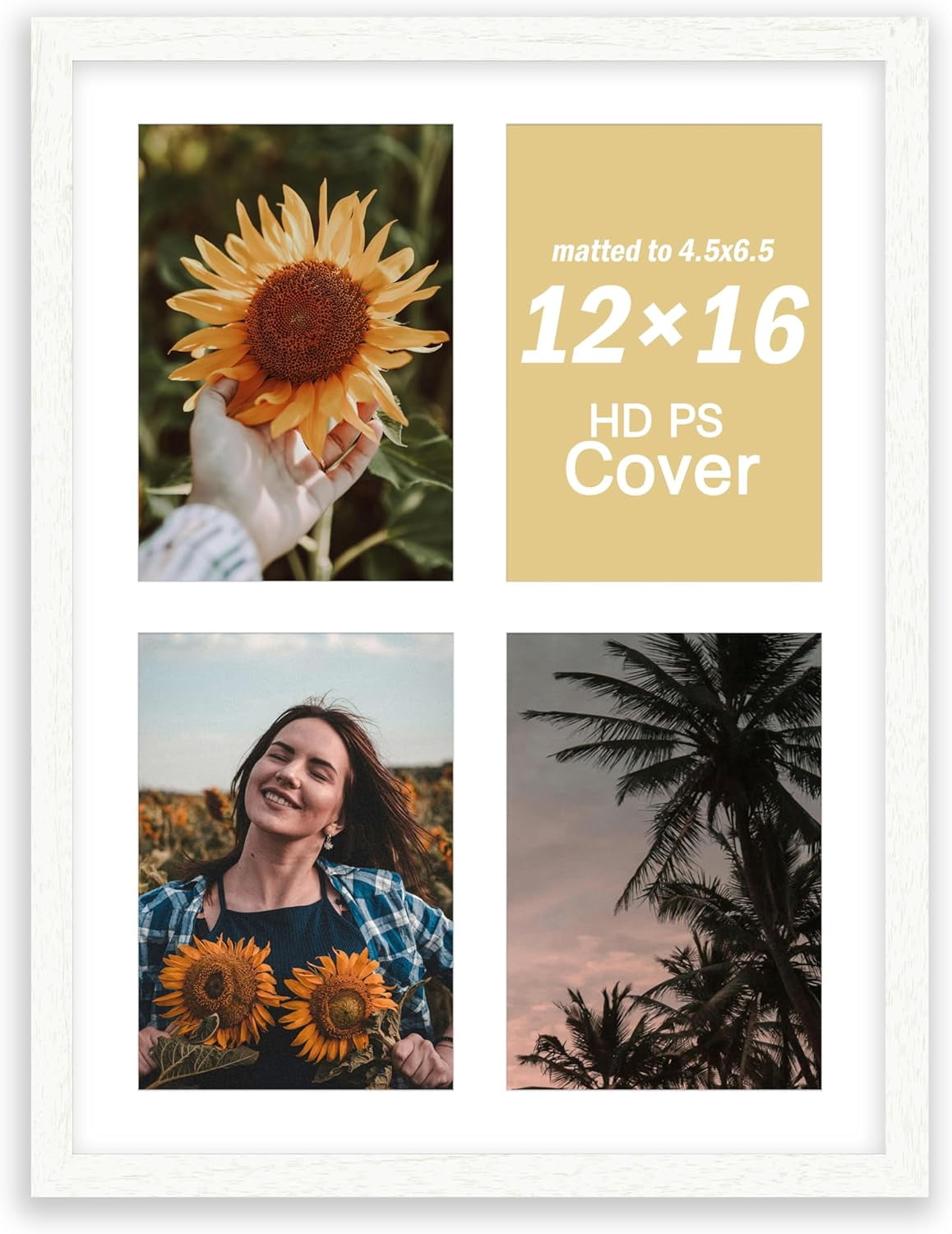 12x16 Collage Picture Frame, Displays 4 Photos in 5x7 Size, Wood Multi ...