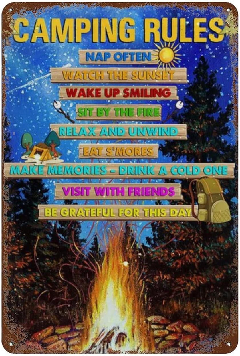 12x16 Inch Camping Rules Sign,Camping Rules,Camper Outdoor Decoration ...
