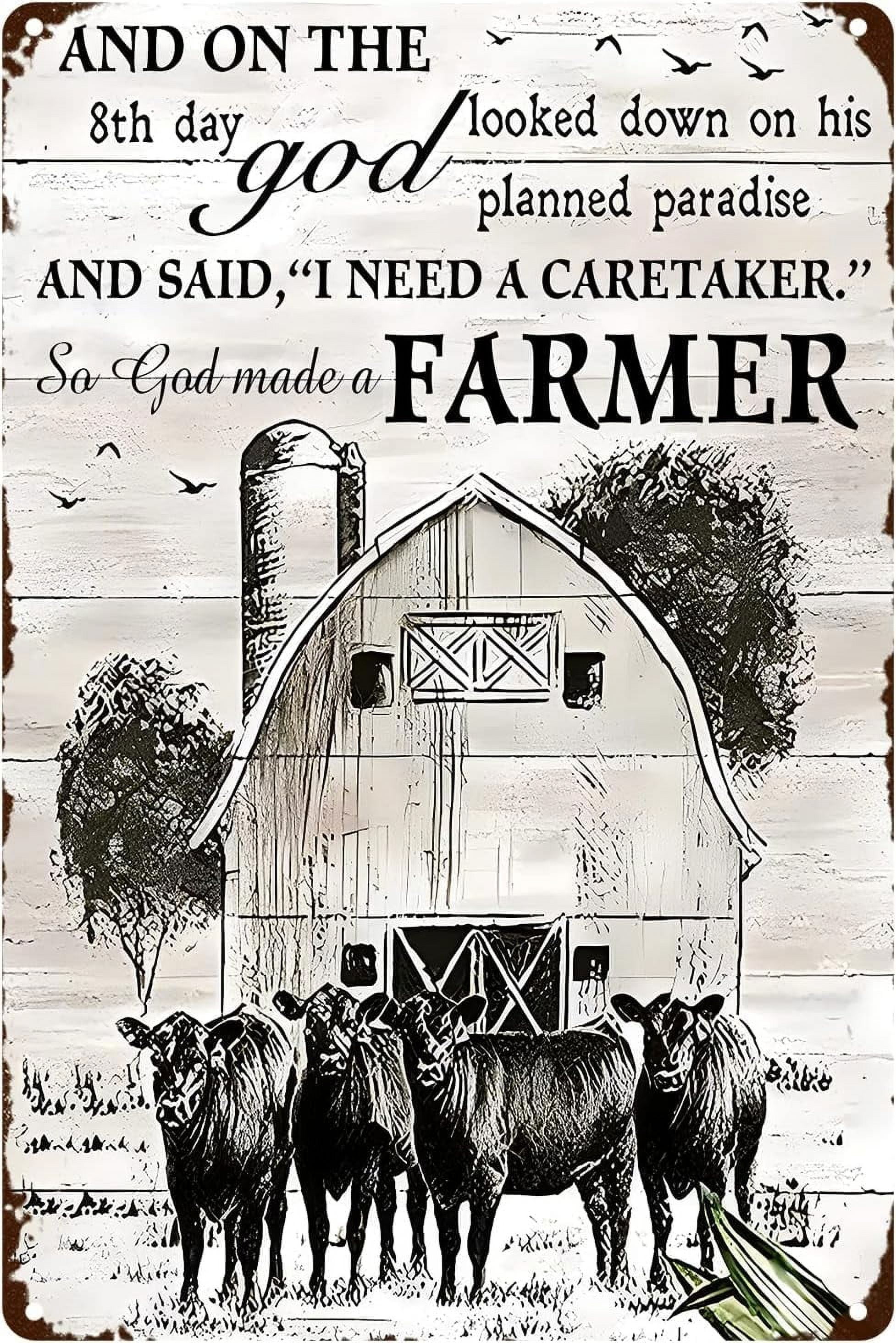 12x16 Inch Farmhouse Metal Tin Sign - Farmhouse Angus Cow So God Made A ...
