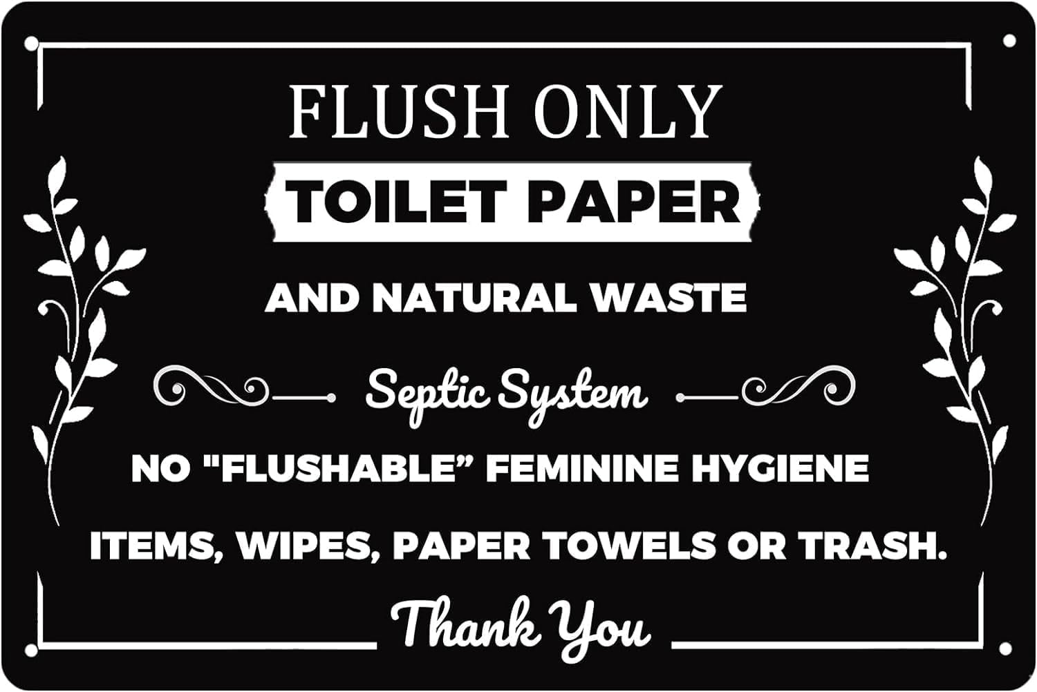 12x16 Inch Flush Only Toilet Paper And Natural Waste Metal Sign Septic ...